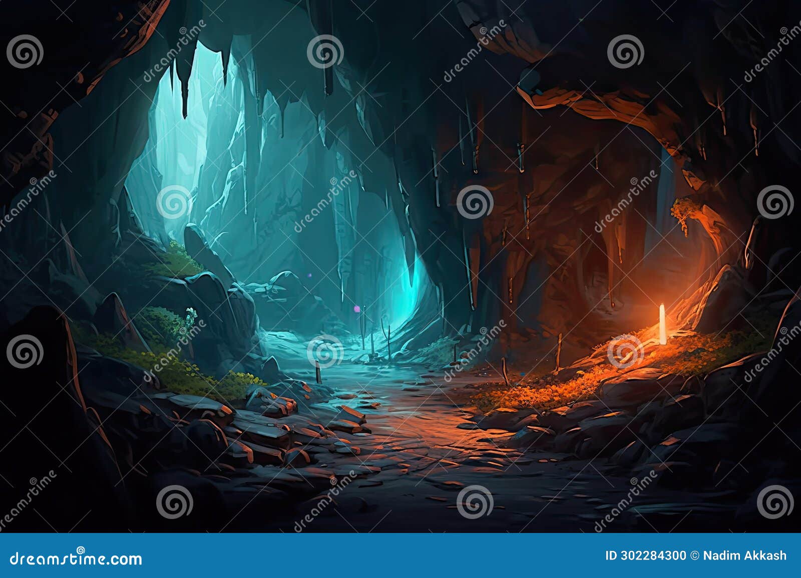Fantasy World, Cave, Game Background, RPG, Gital Illustration Stock ...