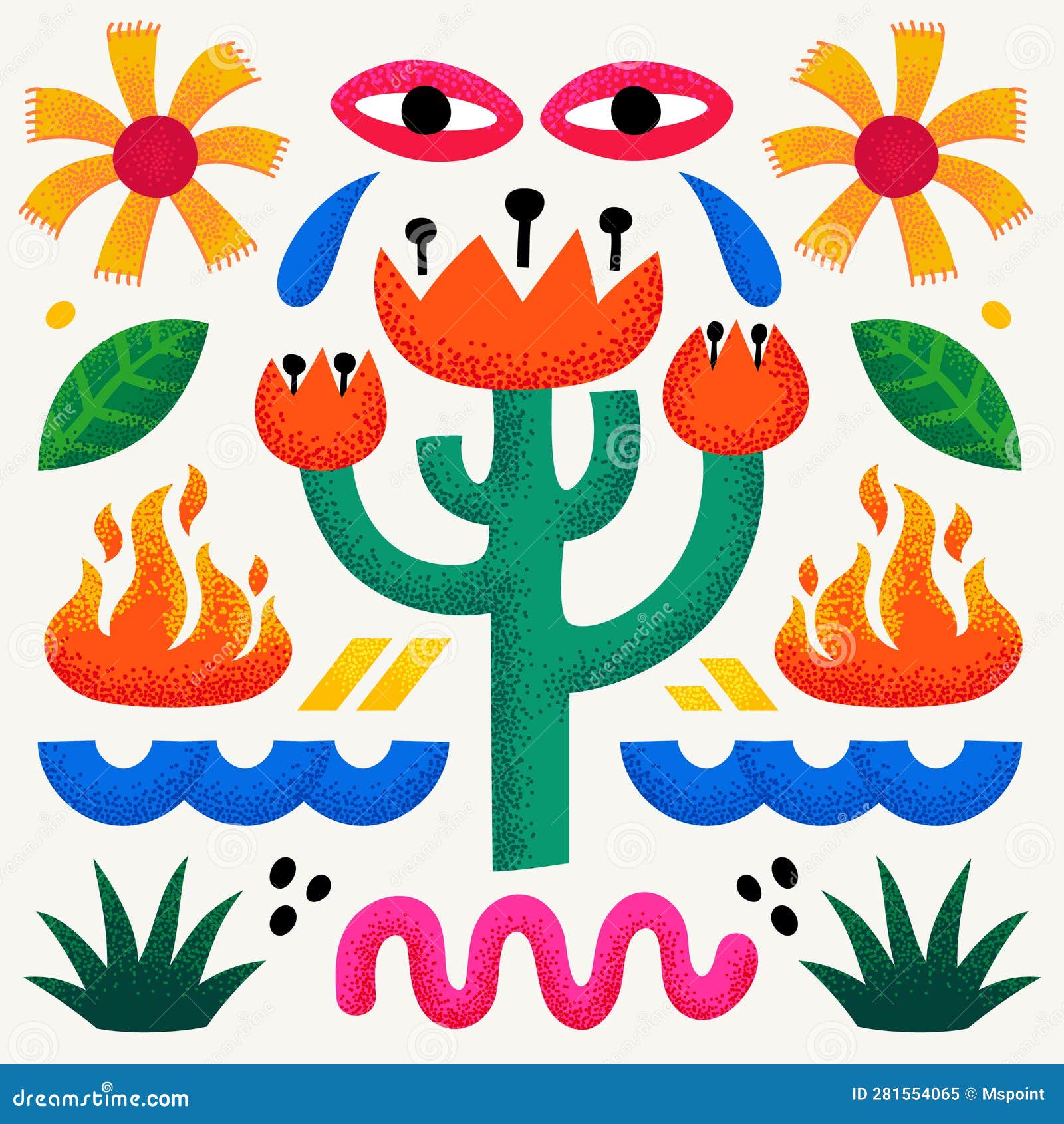 Fantasy World, Cute Cartoon Abstract Composition. Set of Different ...