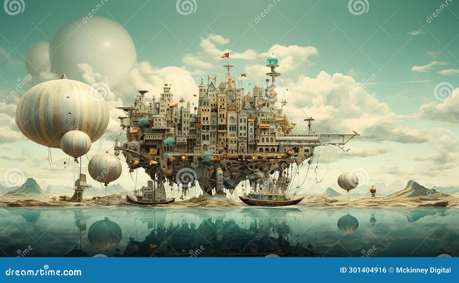 Fantasy World with Floating Structures in a Fantasy Style Setting ...