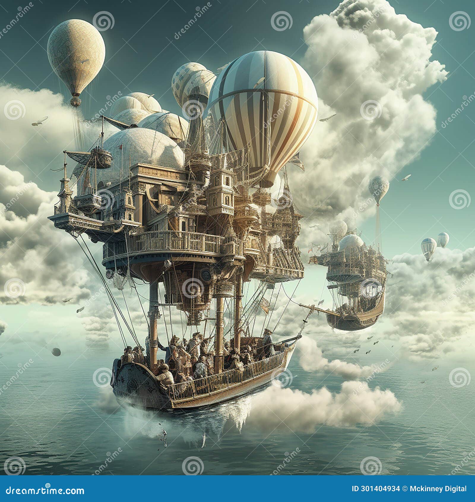 Fantasy World with Floating Structures in a Fantasy Style Setting ...