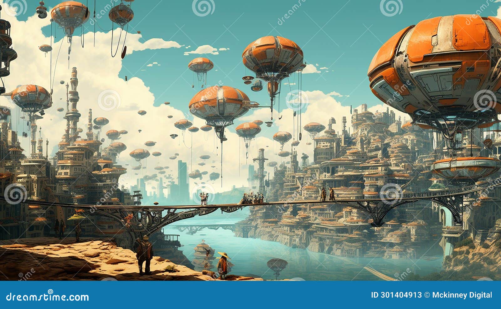 Fantasy World with Floating Structures in a Fantasy Style Setting ...