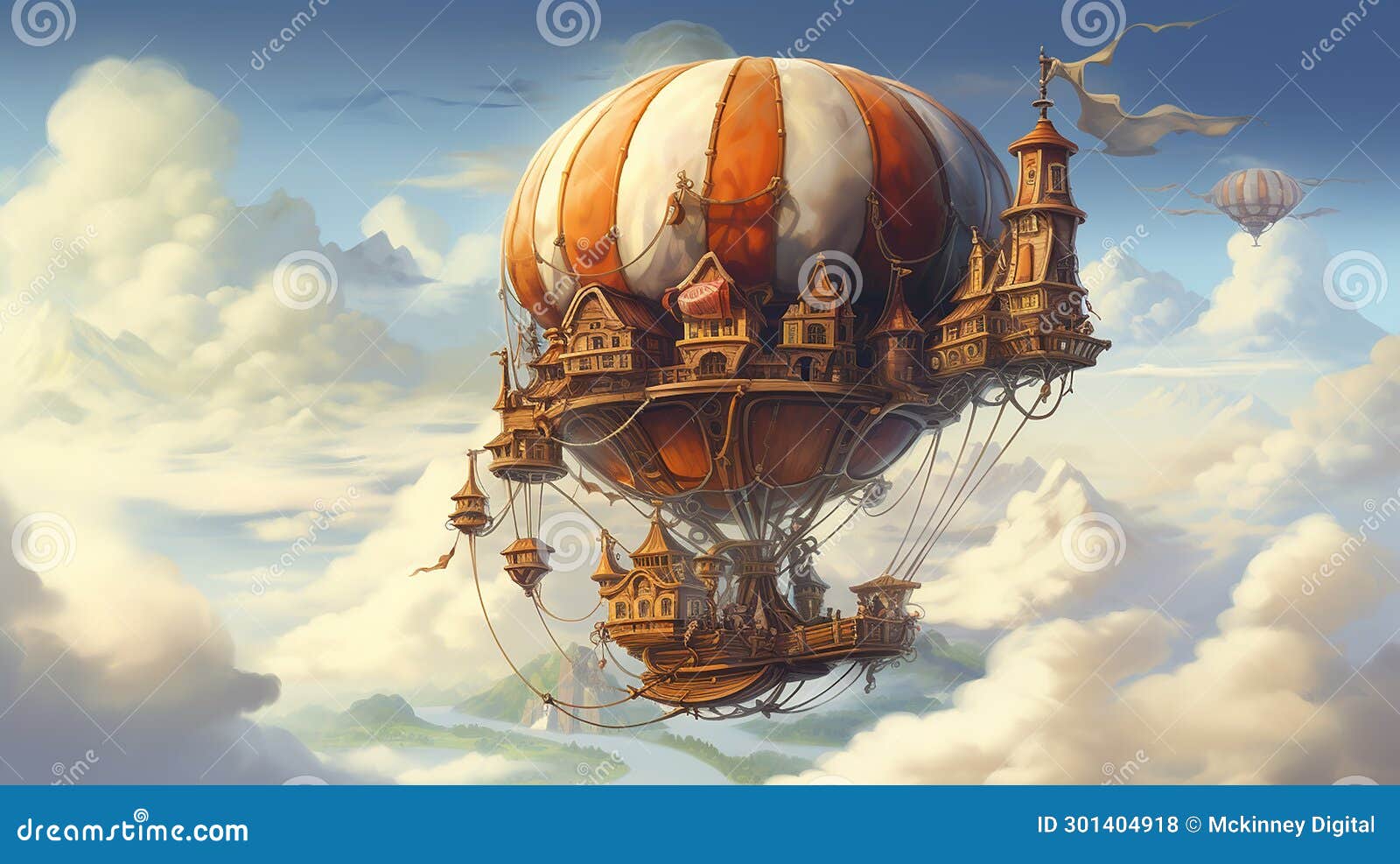 Fantasy World with Floating Structures in a Fantasy Style Setting ...