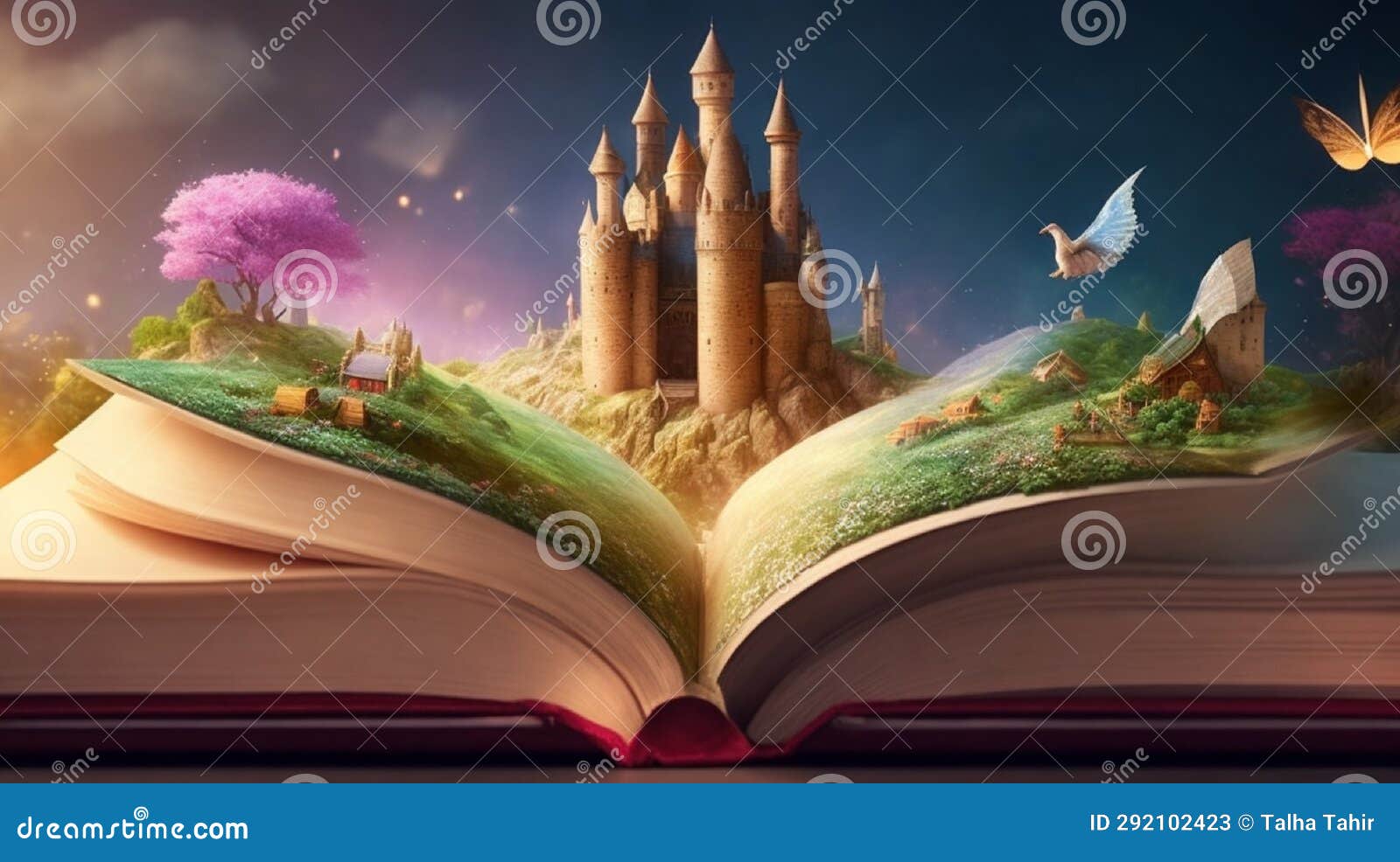 Fantasy World Inside of the Book. Concept of Education Imagination and ...