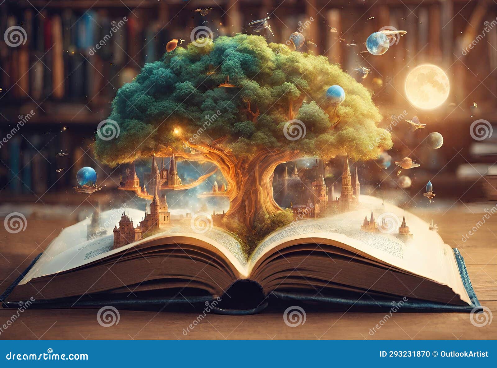 Open a Book, Explore a Universe: Fantasy Art Stock Photo - Image of ...