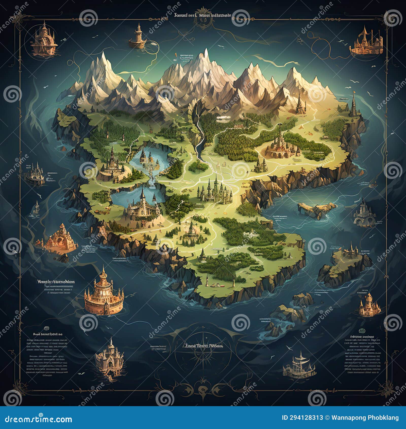Fantasy World Map Embark on Mystical Journeys in Imaginary Lands ...