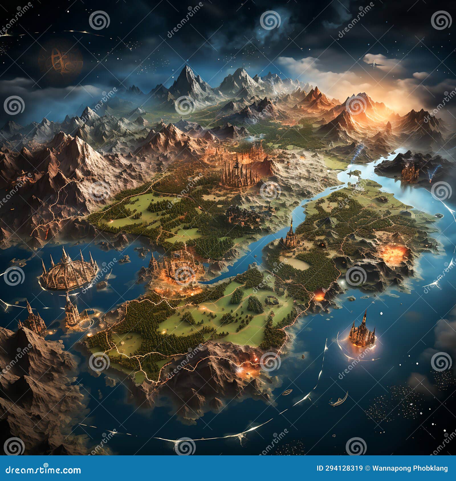 Fantasy World Map Embark on Mystical Journeys in Imaginary Lands ...