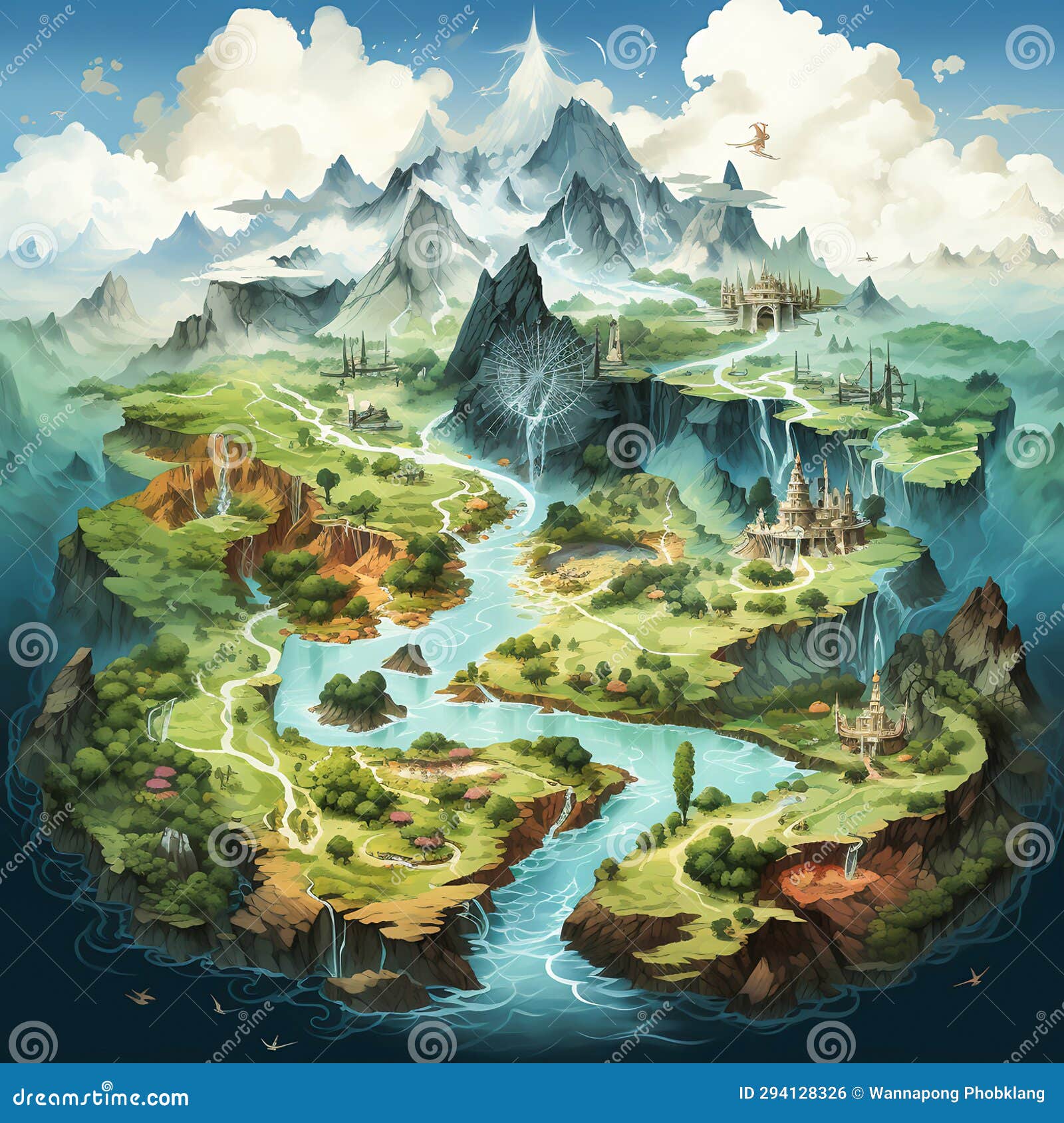 Fantasy World Map Embark on Mystical Journeys in Imaginary Lands ...