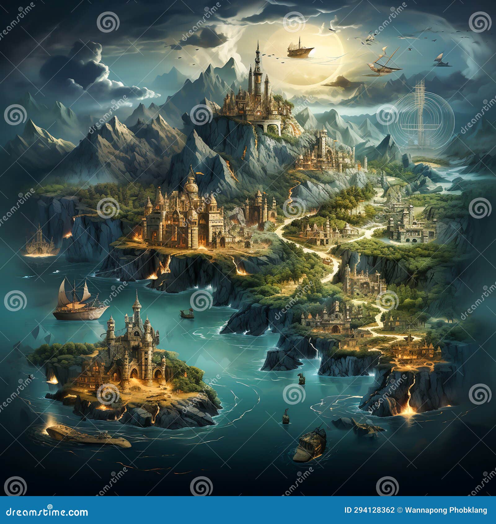 Fantasy World Map Embark on Mystical Journeys in Imaginary Lands ...