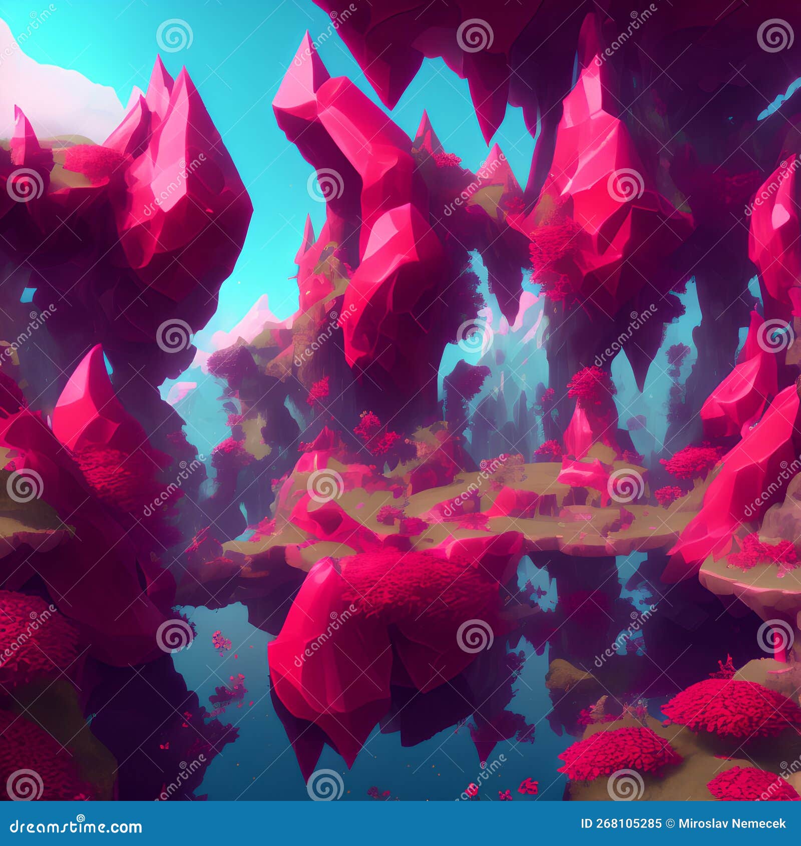 Fantasy World of Ruby, Generative AI Illustration Stock Illustration ...
