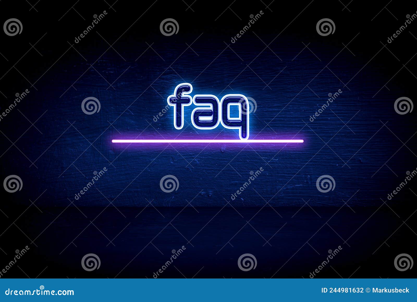 FAQ - Blue Neon Announcement Signboard Stock Photo - Image of modern ...