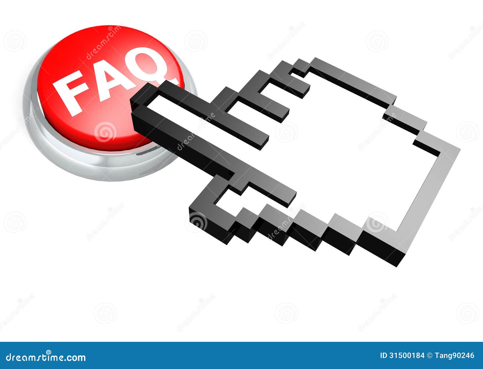 FAQ Button with Hand Cursor Stock Illustration - Illustration of arrow ...