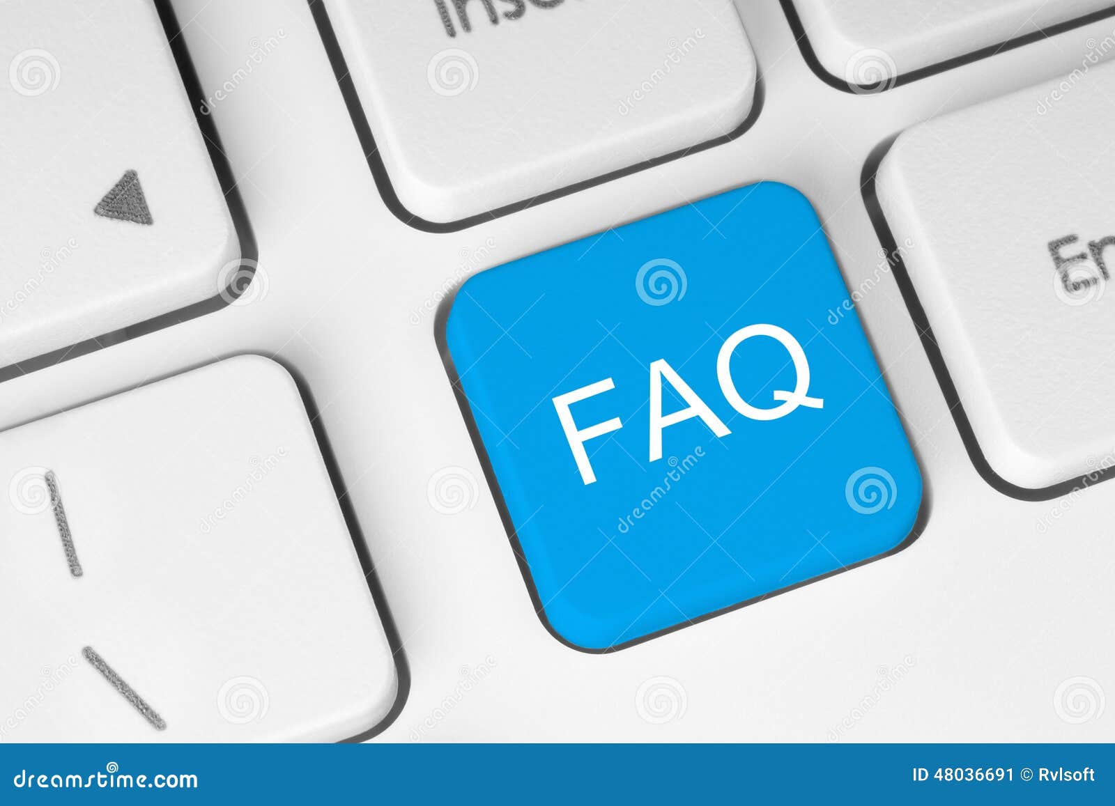 FAQ button on keyboard stock image. Image of blue, learning - 48036691