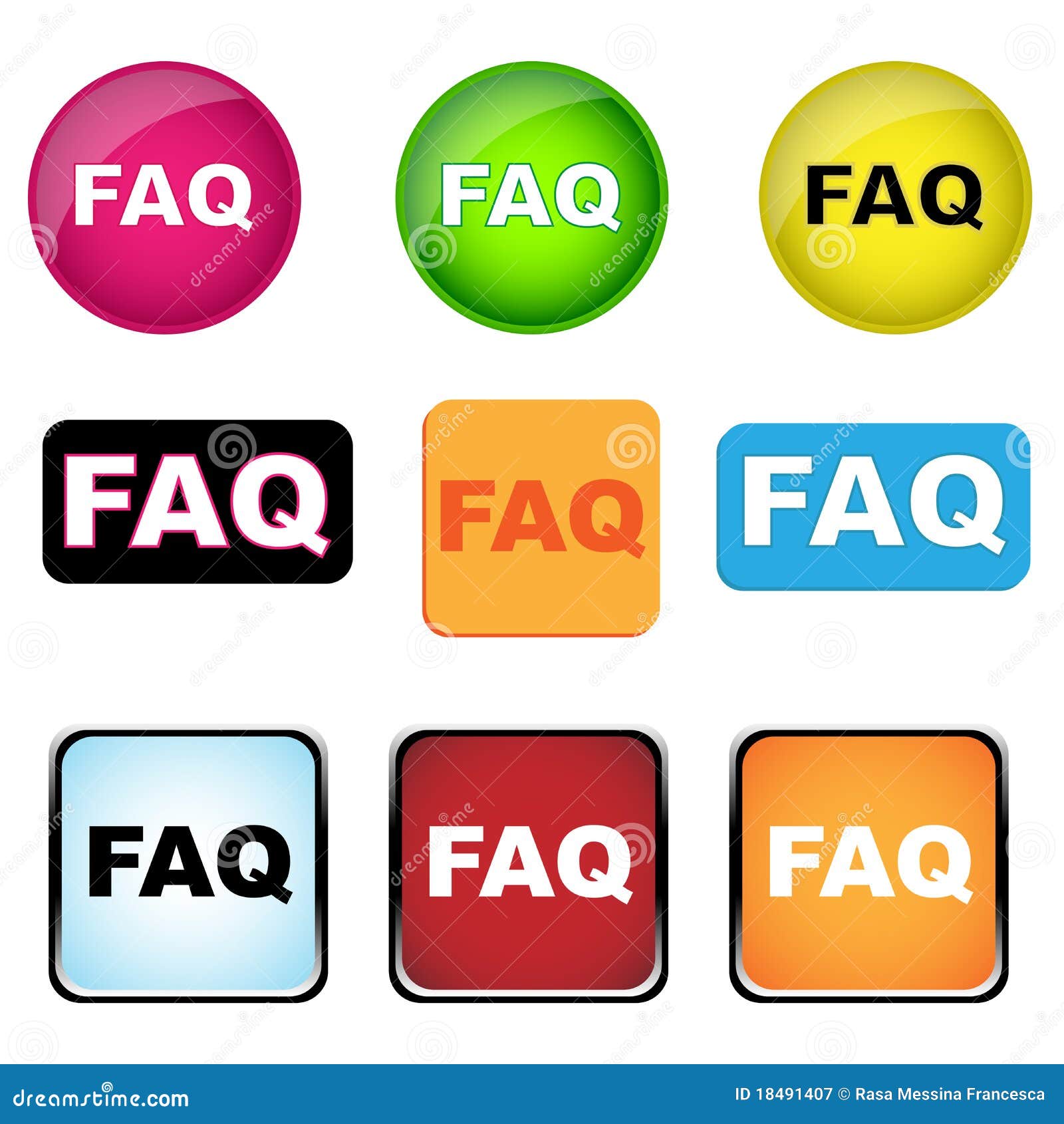 Faq buttons stock vector. Illustration of communicating - 18491407