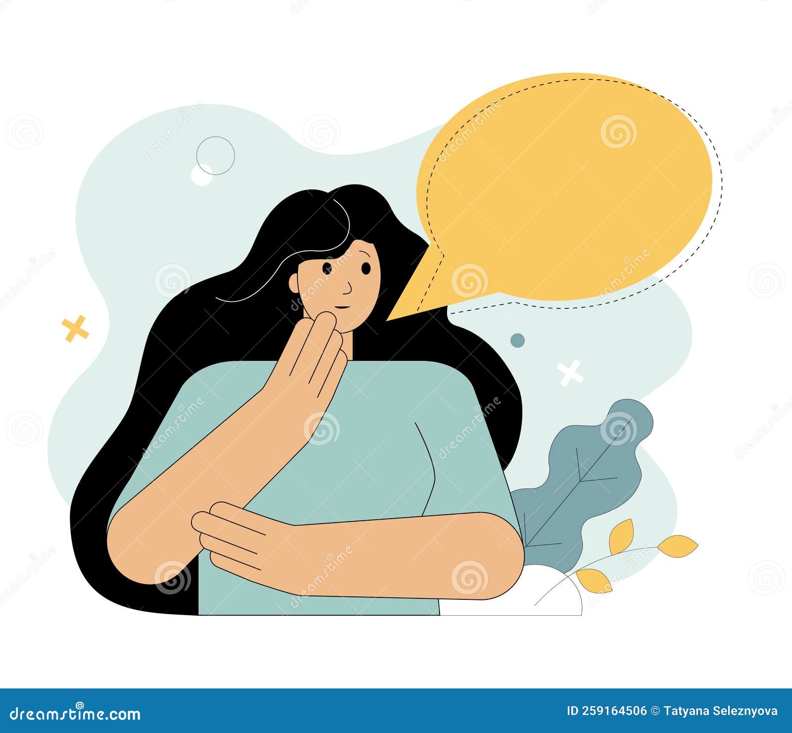 FAQ Concept. Girl and Bubblespeech. Vector Illustration Stock Vector ...
