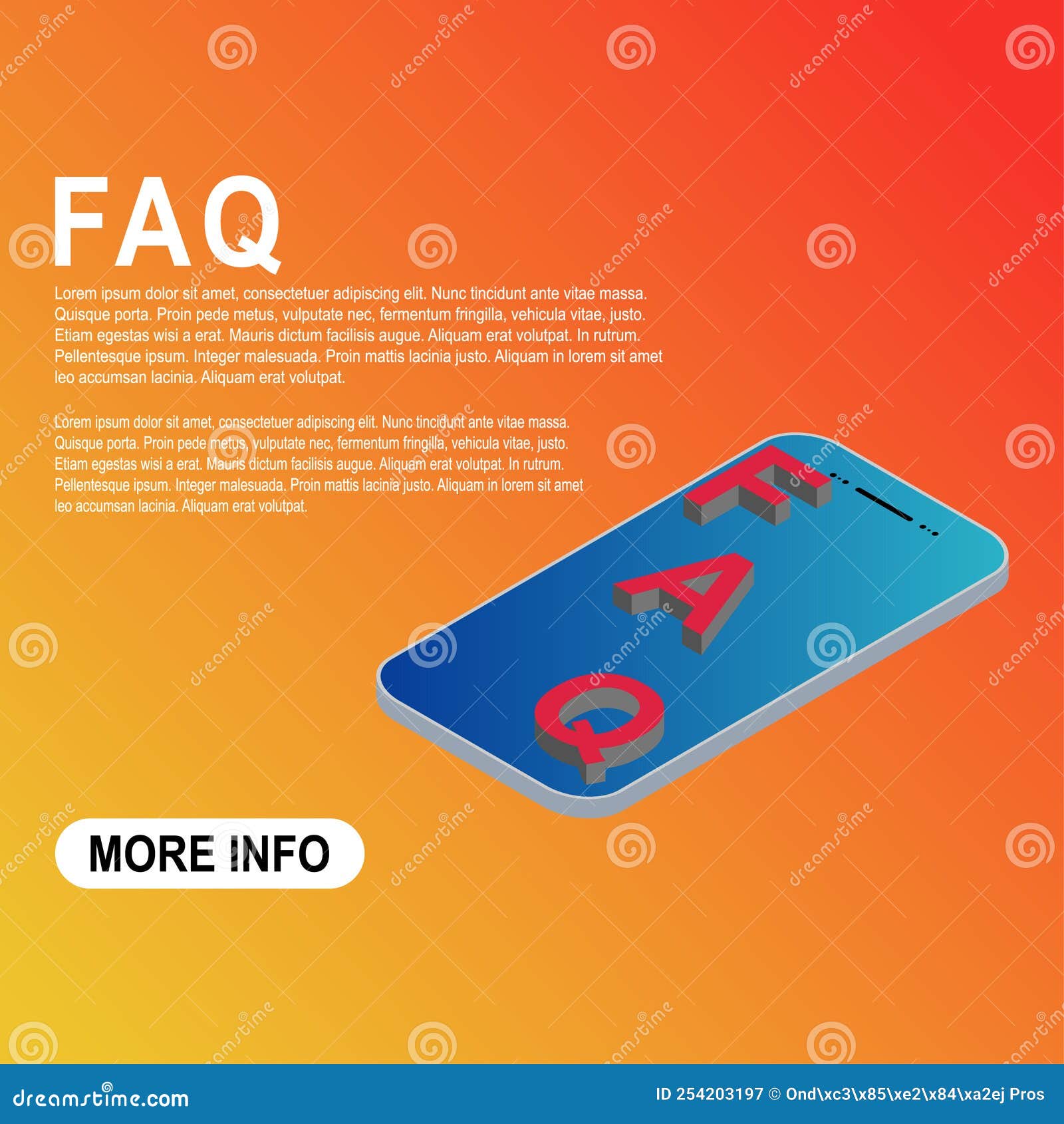 FAQ, 3D Template Frequently Asked Questions Vector Icon. Information ...