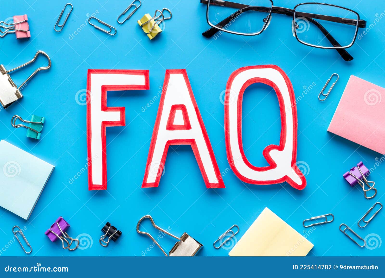 Faq - Frequently Asked Questions - on Office Table, Top View Stock ...