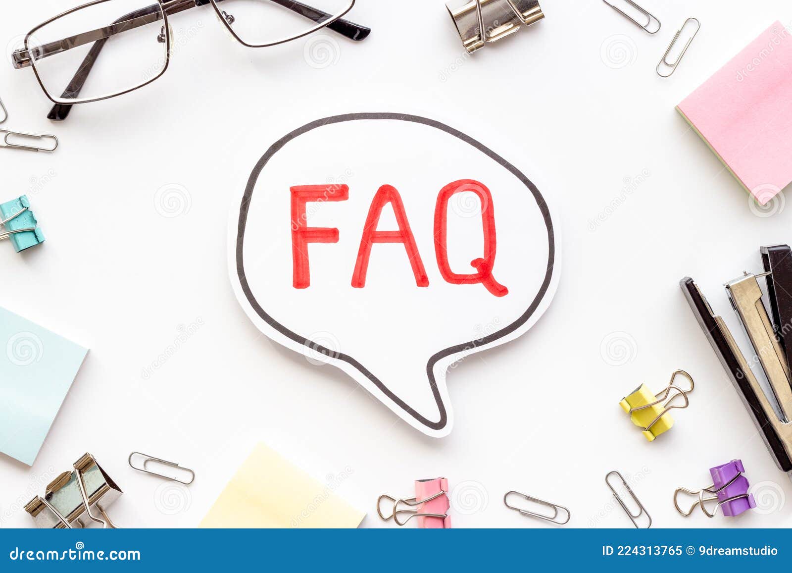 Faq - Frequently Asked Questions - Text on Paper Bubble, Top View Stock ...