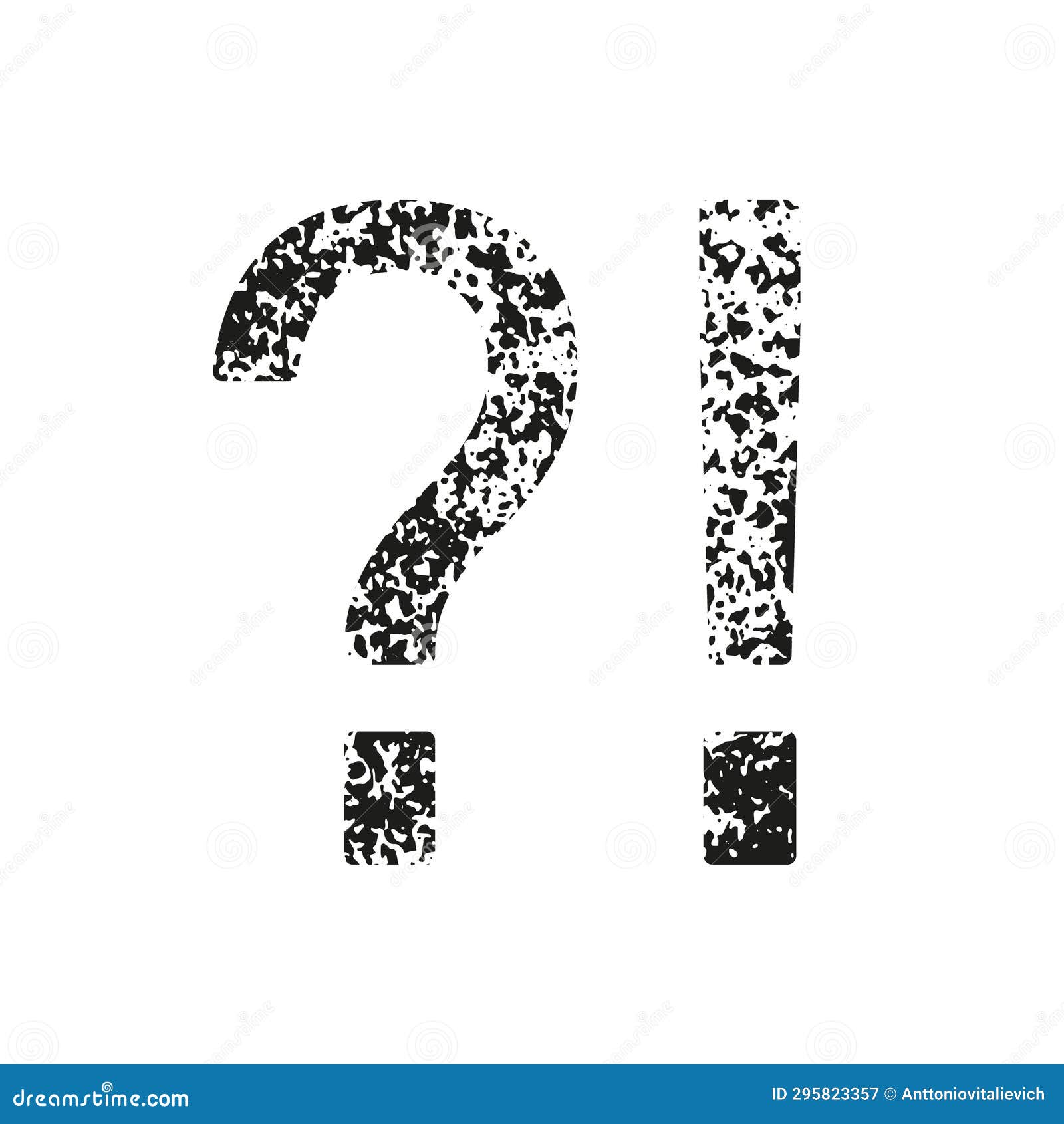 FAQ Grunge Texture Icon. Brush Stroke in Question Mark and Exclamation ...