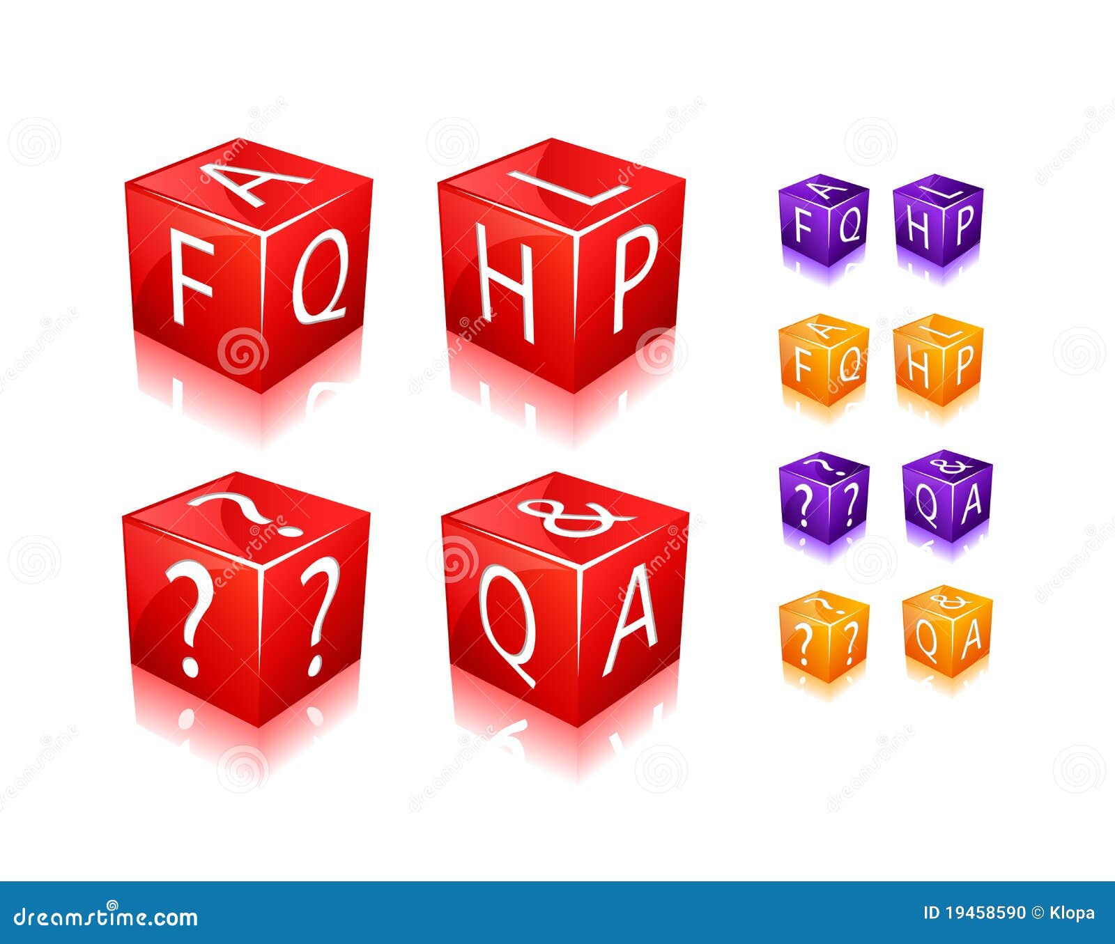 FAQ and help cube icon stock vector. Illustration of communication ...
