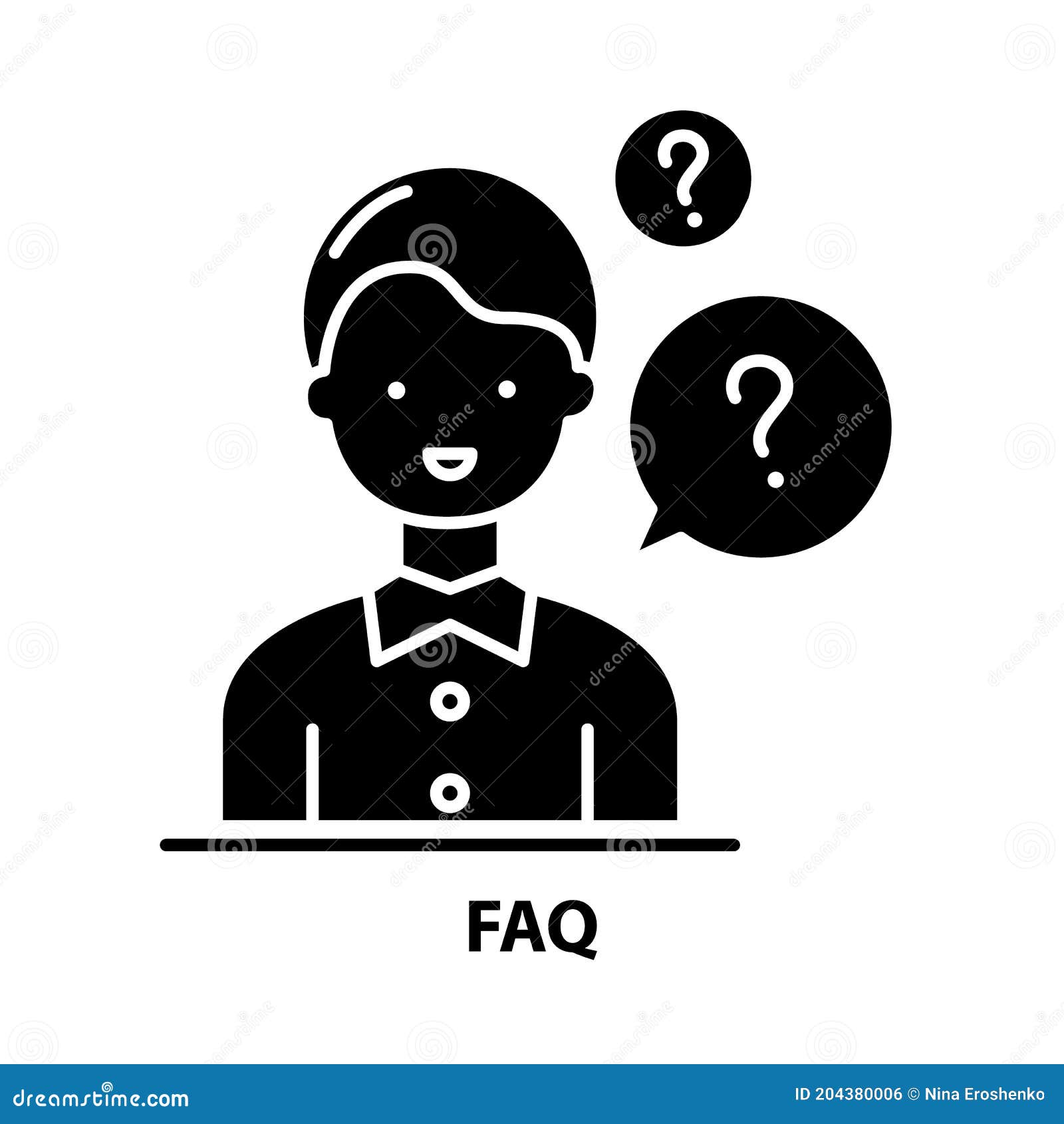 Faq Icon, Black Vector Sign with Editable Strokes, Concept Illustration ...