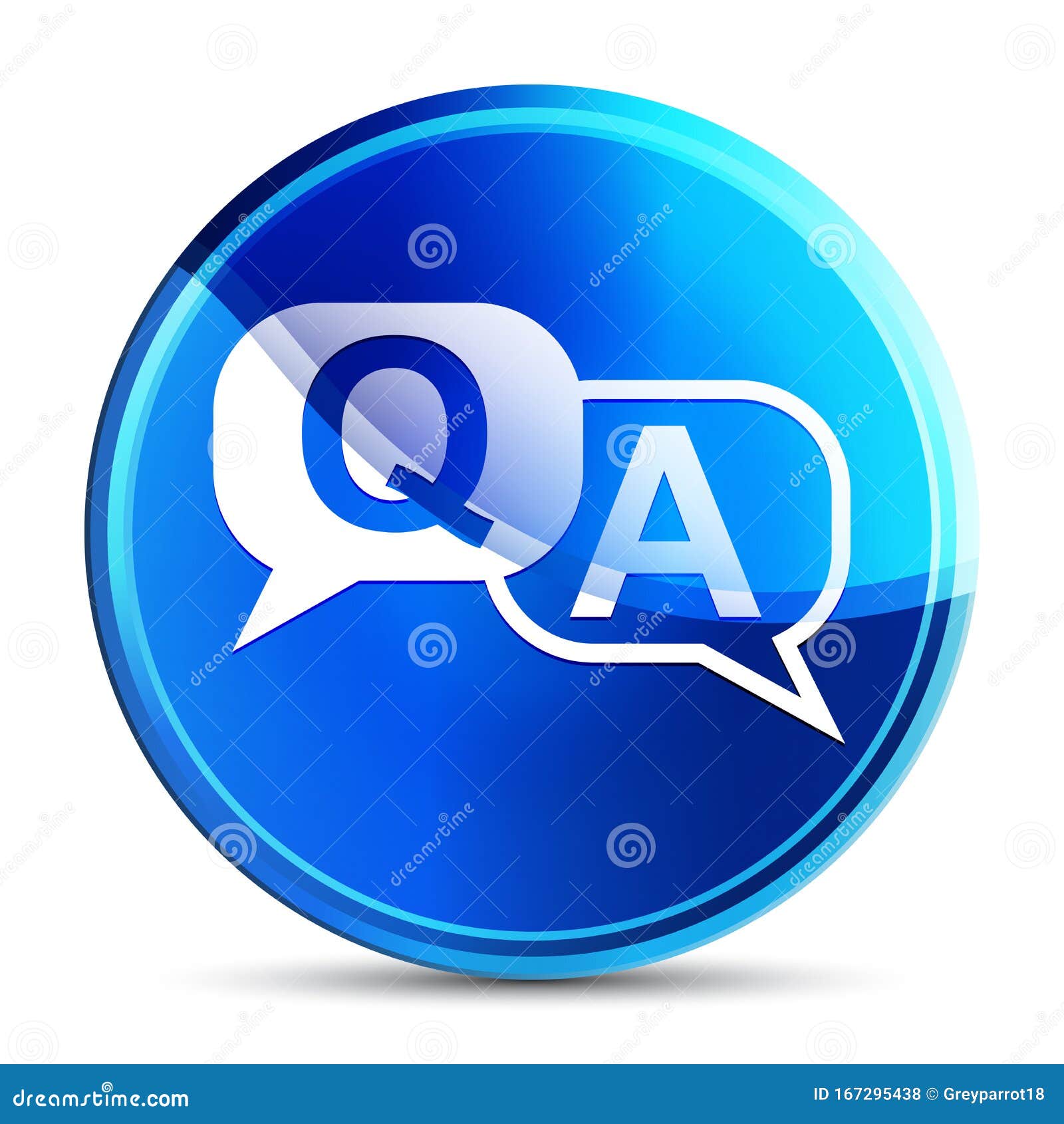 Faq Icon Glassy Vibrant Sky Blue Round Button Illustration Stock ...