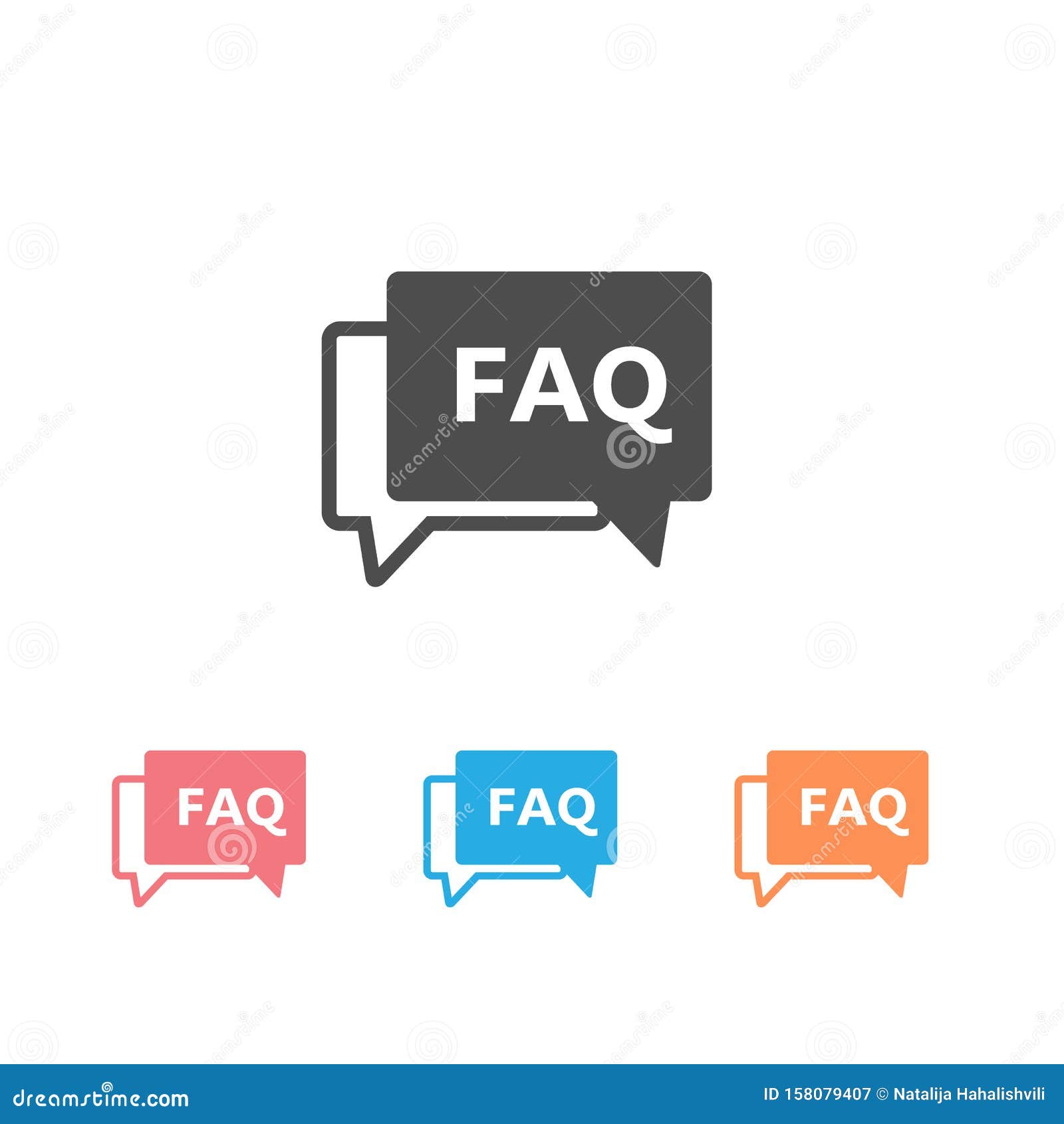 Faq Icon Set. on White. Vector Illustration Stock Vector - Illustration ...