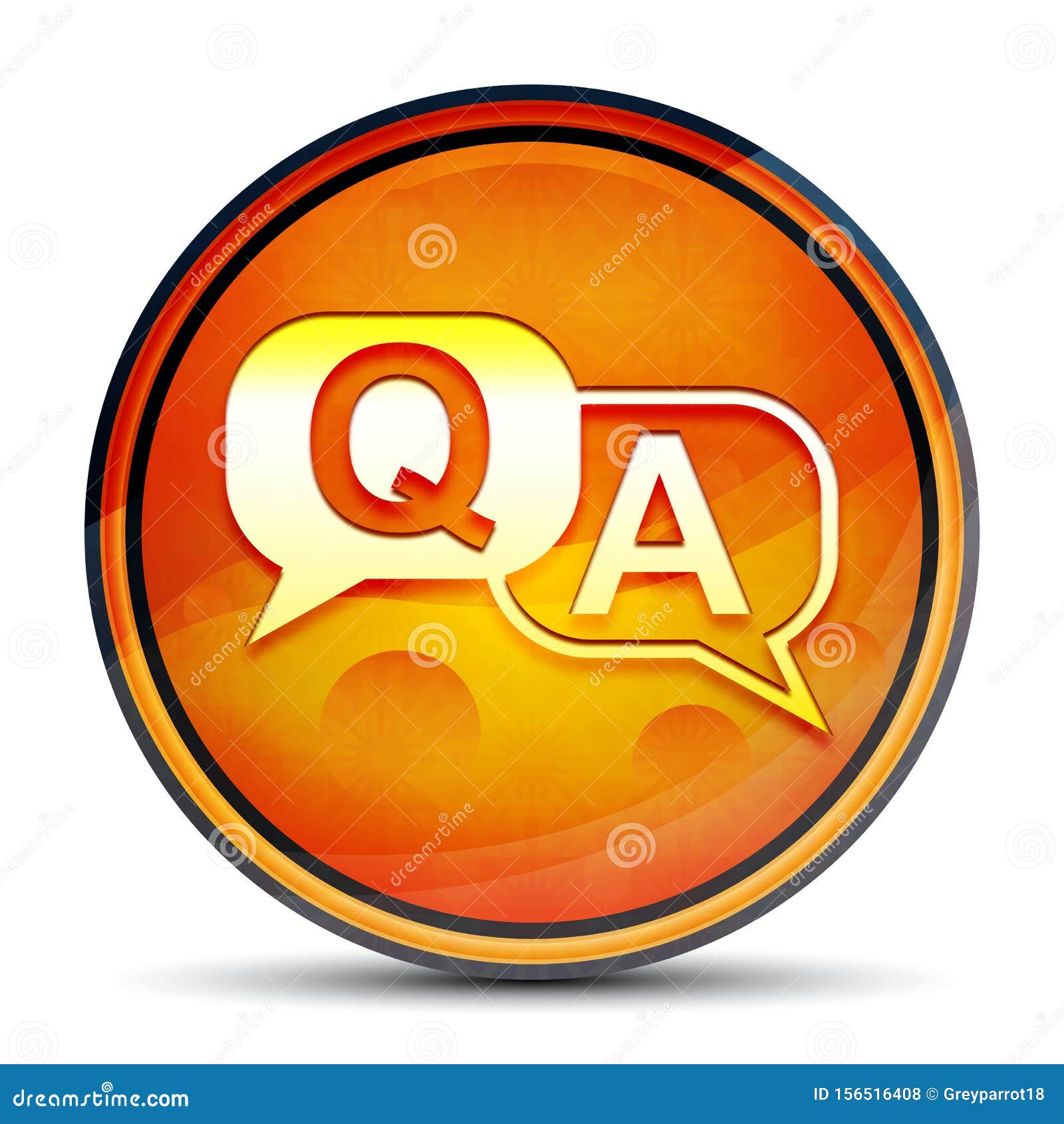 Faq Icon Shiny Bright Orange Round Button Illustration Stock ...