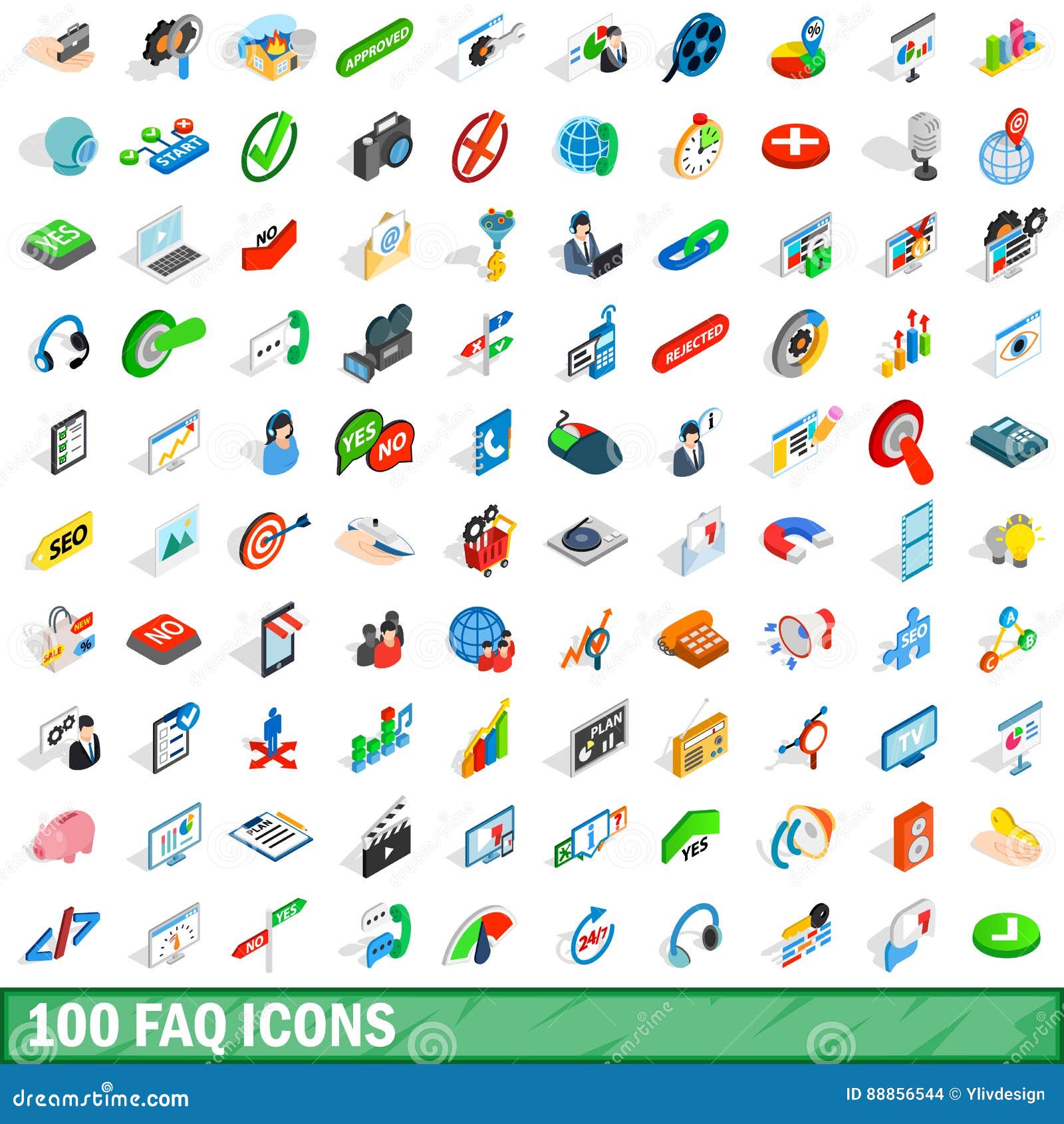 100 Faq Icons Set, Isometric 3d Style Stock Vector - Illustration of ...
