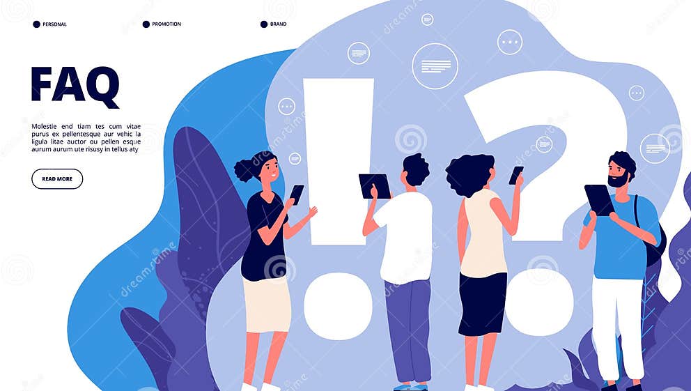 Faq Landing Page. Confusion People Ask Frequent Question, Get Answer ...