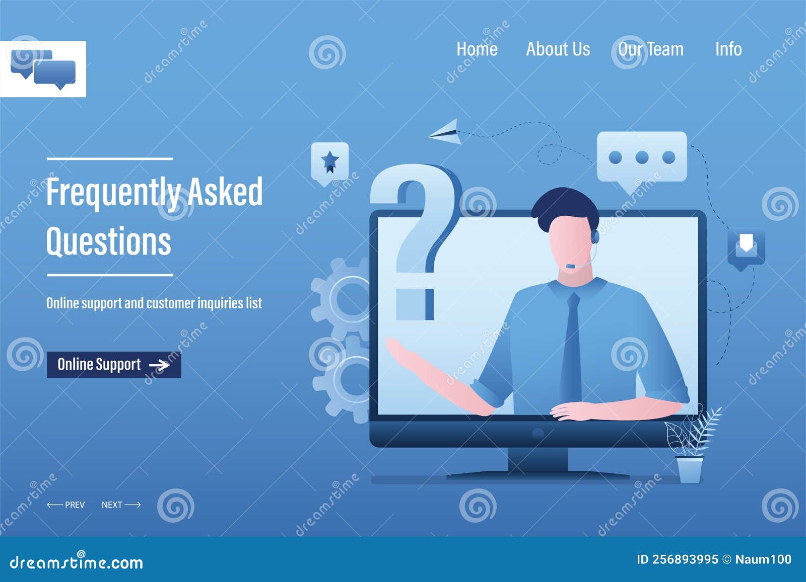 FAQ Landing Page Template. Customer Support or Help Desk Concept ...