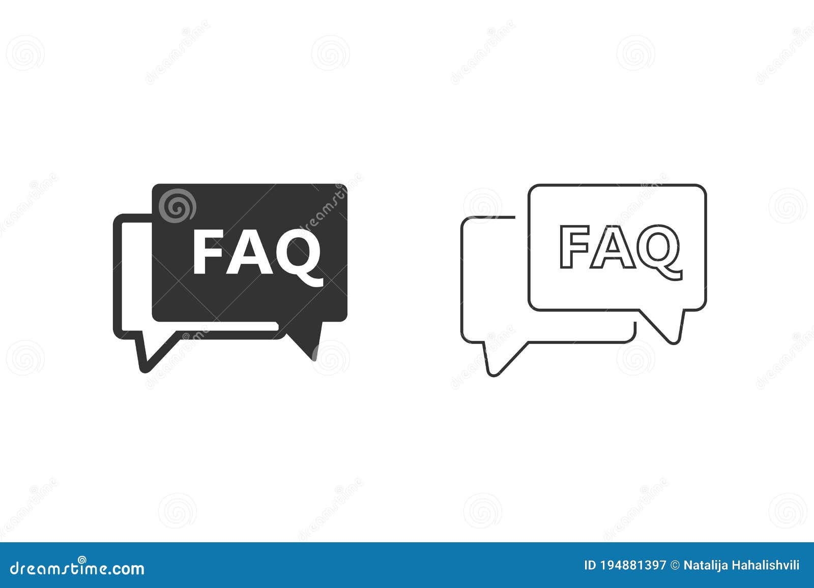 Faq Line Icon Set Vector Illustration Flat Style Stock Vector ...