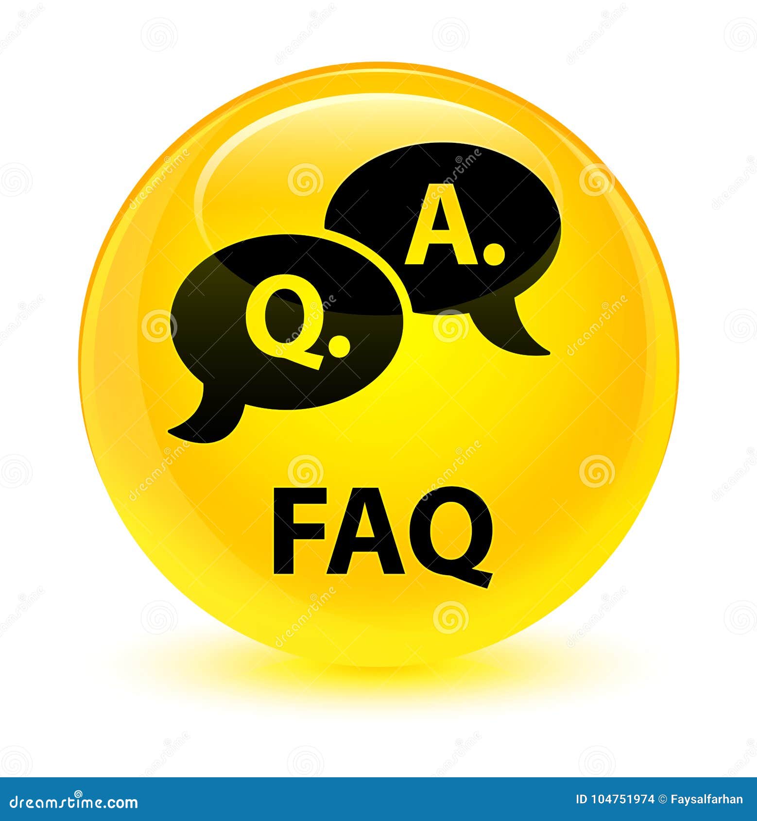 Faq (question Answer Bubble Icon) Glassy Yellow Round Button Stock ...