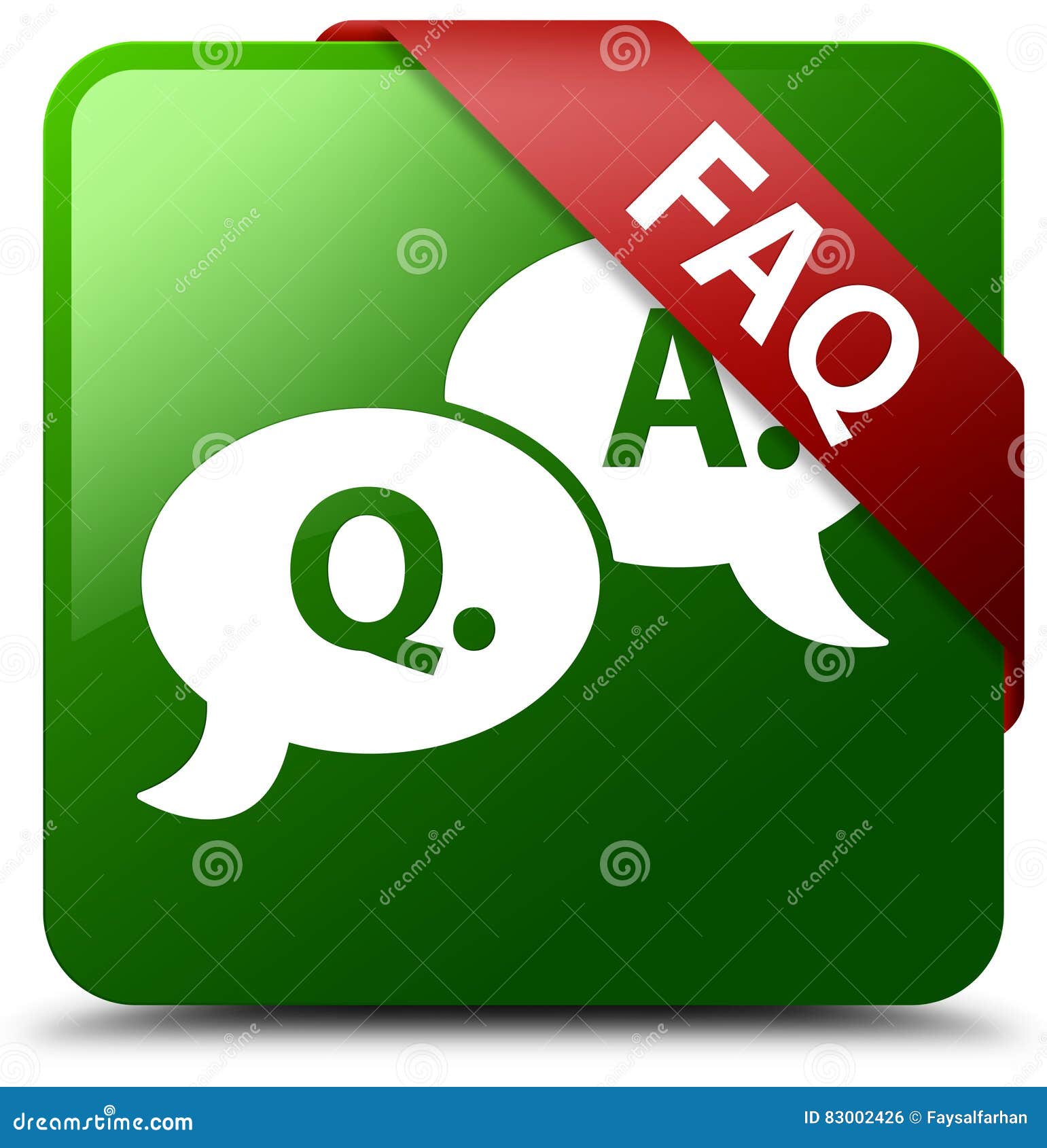 Faq Question Answer Bubble Icon Green Square Button Stock Illustration ...