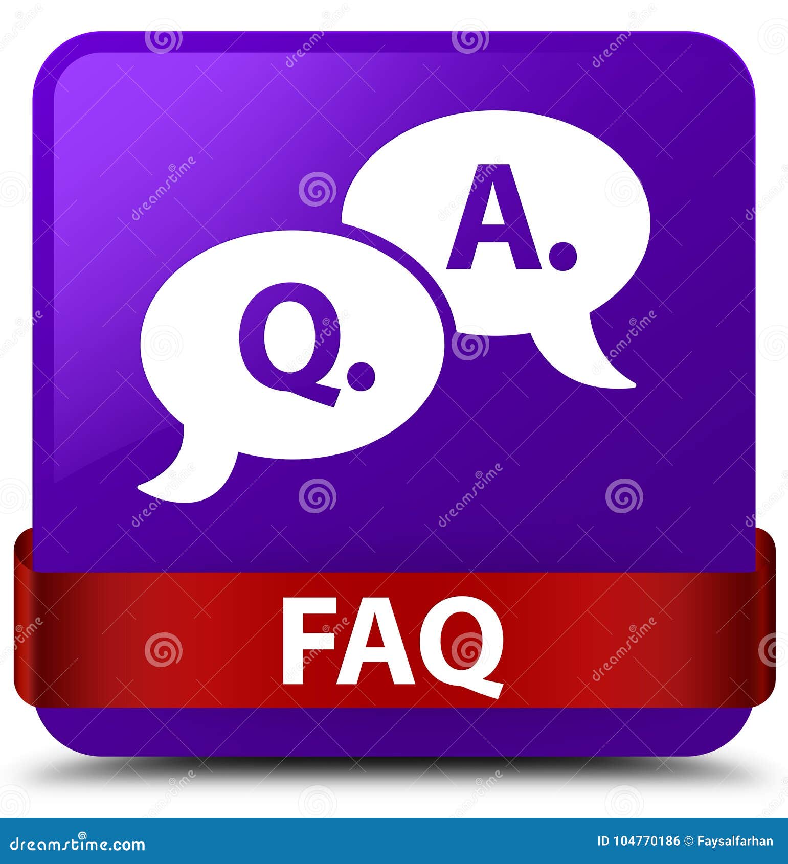 Faq (question Answer Bubble Icon) Purple Square Button Red Ribbon in ...