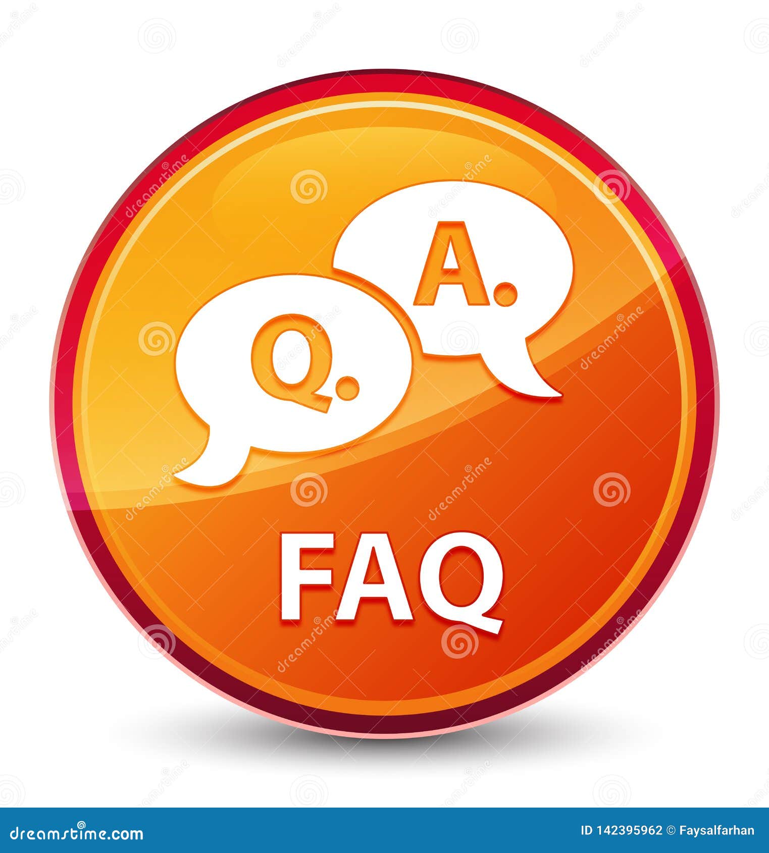 Faq (question Answer Bubble Icon) Special Glassy Orange Round Button ...