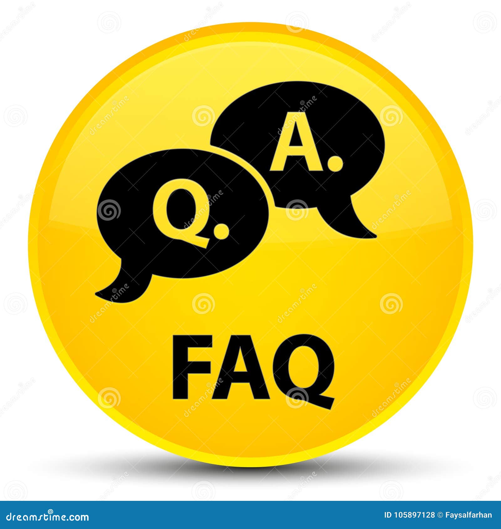 Faq (question Answer Bubble Icon) Special Yellow Round Button Stock ...