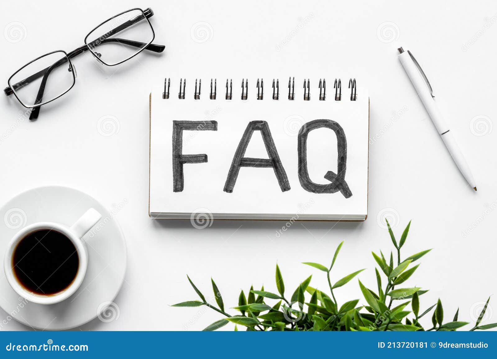 FAQ Question Concept. Text on Office Dest, Top View Stock Image - Image ...