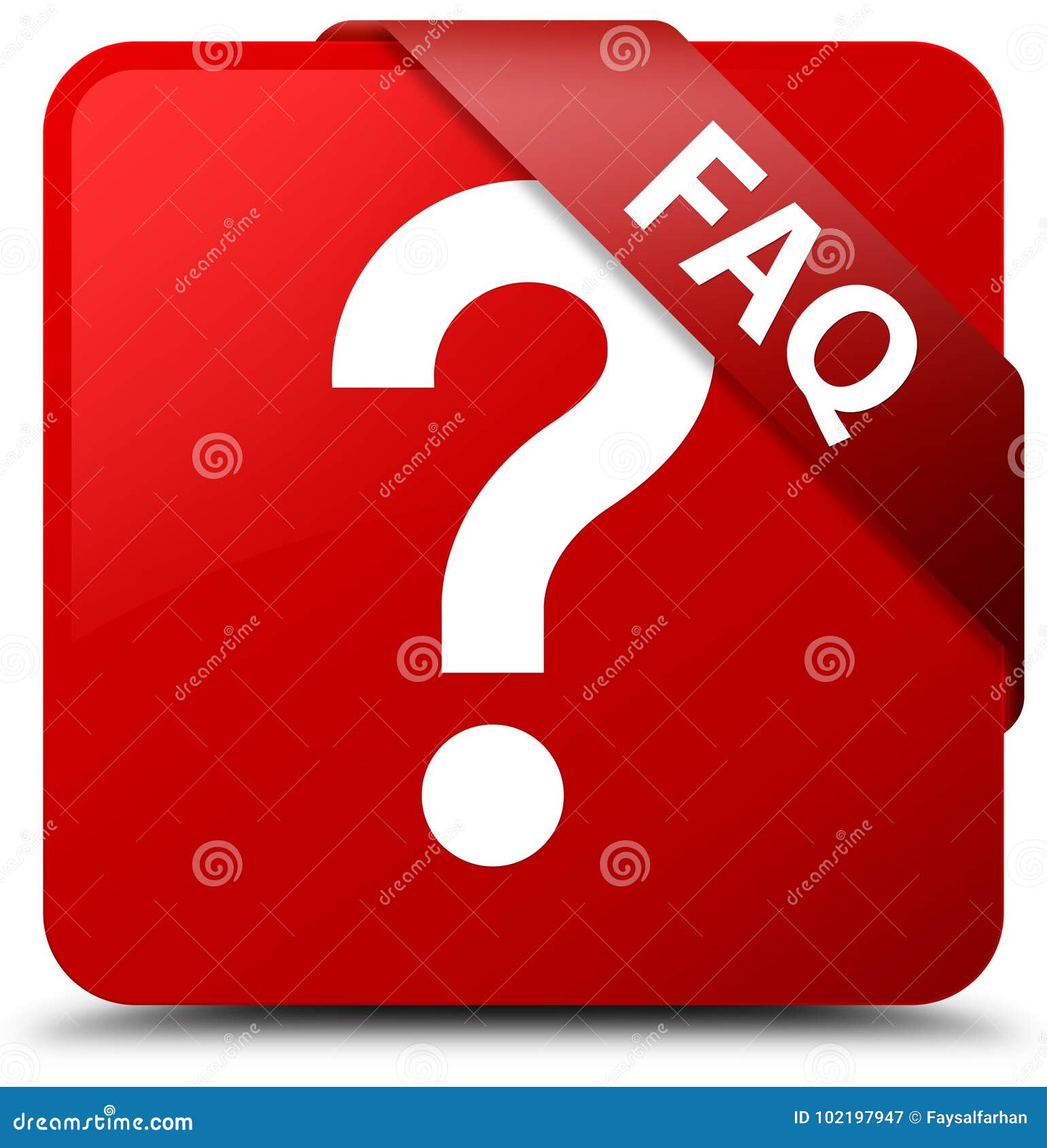 Faq (question Icon) Red Square Button Red Ribbon in Corner Stock ...