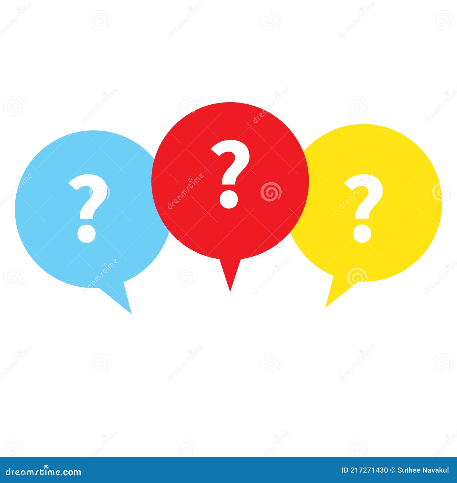 FAQ Sign In White Background. Question Mark With Color Speech Bubbles ...