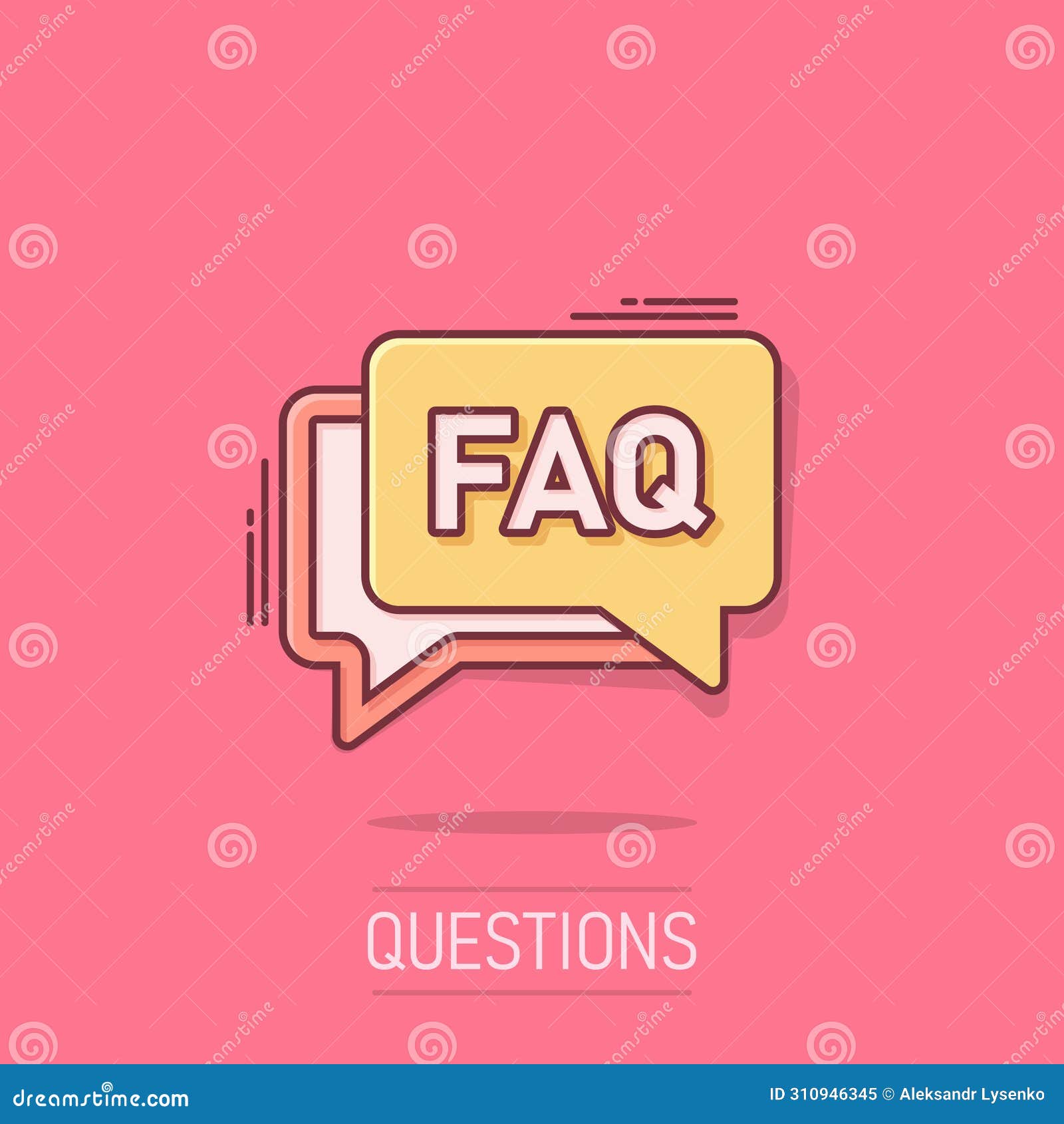 Faq Speech Bubble Icon in Comic Style. Question Cartoon Vector ...