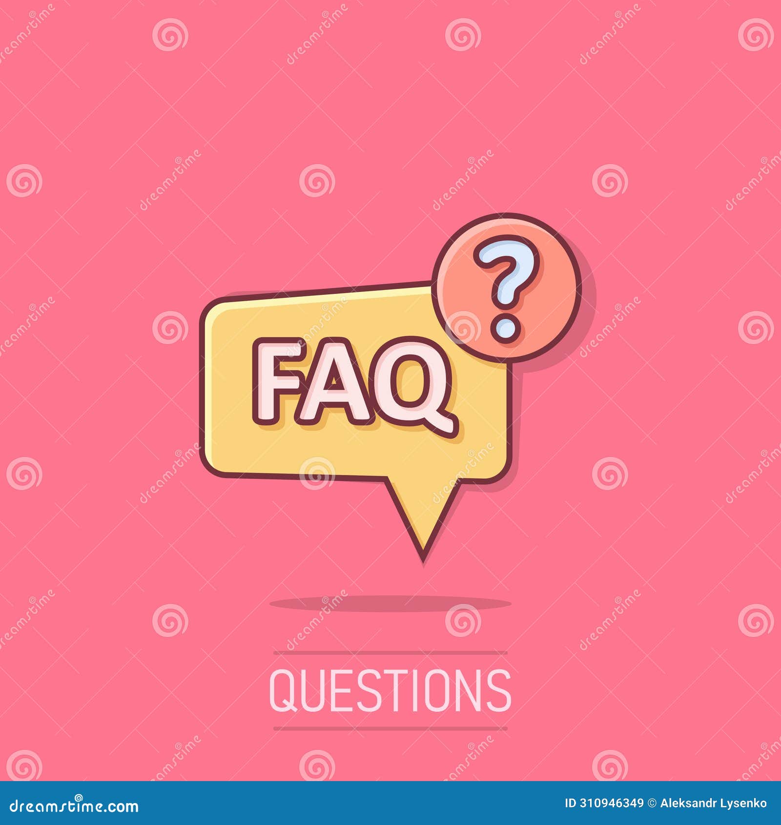 Faq Speech Bubble Icon in Comic Style. Question Cartoon Vector ...