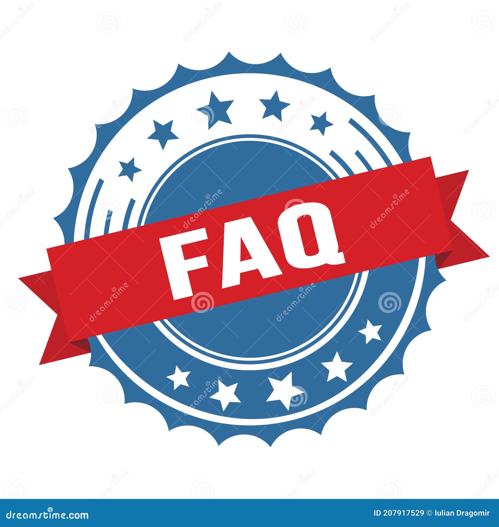 FAQ Text on Red Blue Ribbon Stamp Stock Illustration - Illustration of ...