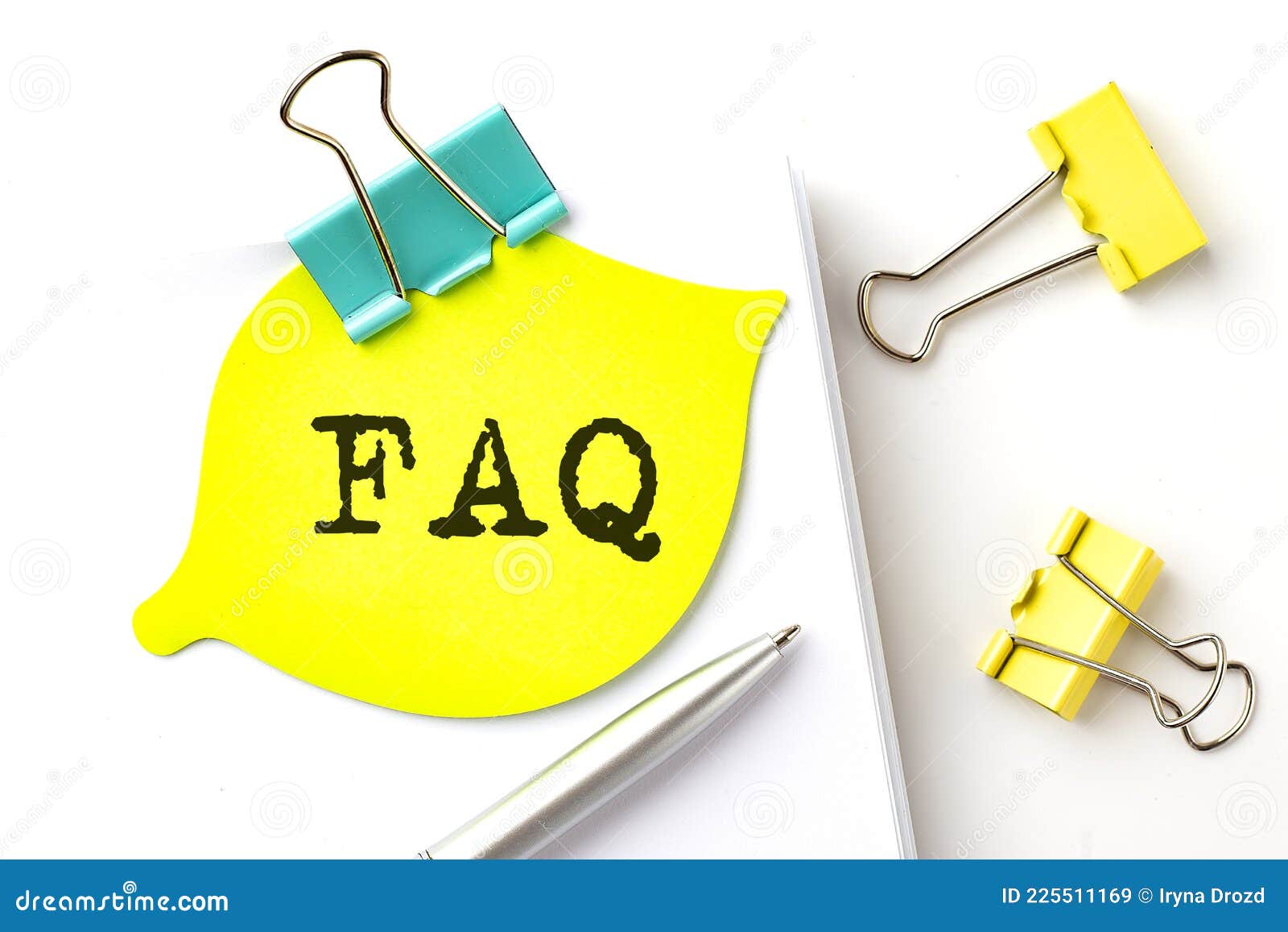 FAQ Text on Yellow Sticker on Notebook with Pen Stock Image - Image of ...