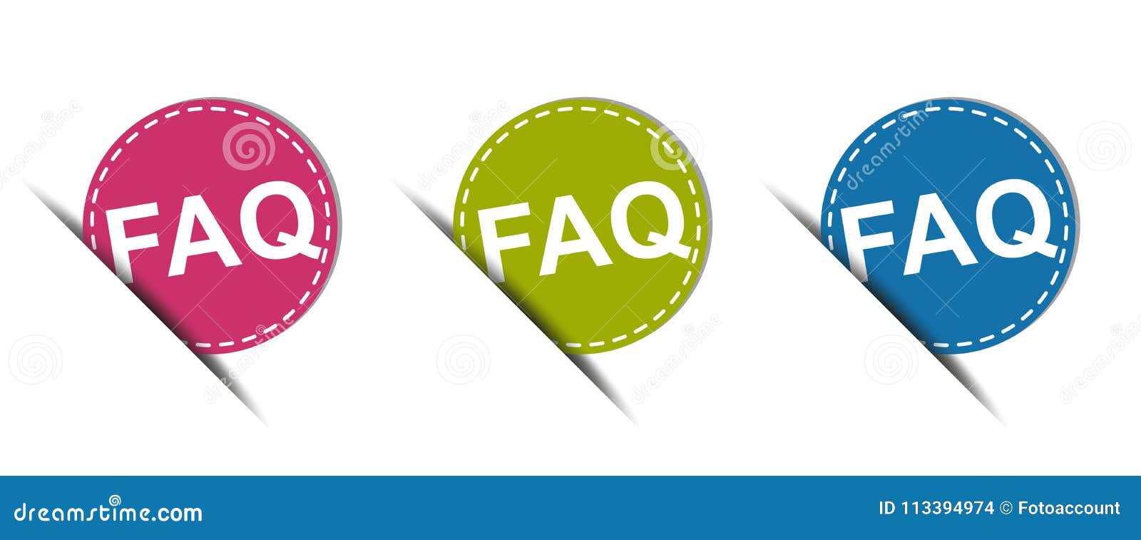 FAQ Web Button - Colorful Vector Icons - Isolated on White Stock Vector ...