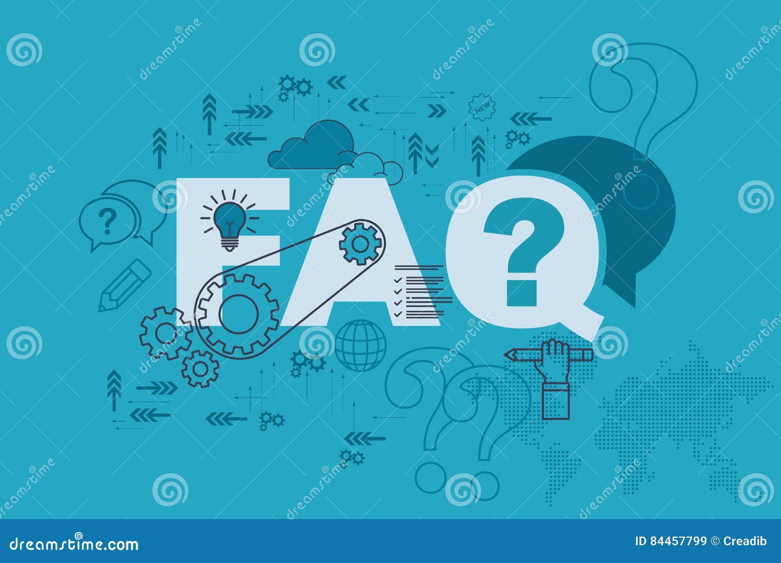 FAQ Web Page Banner Concept with Thin Line Flat Design Stock Vector ...