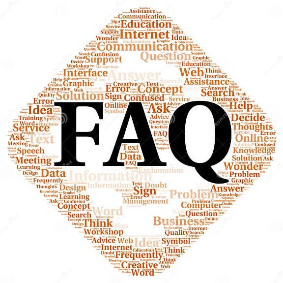 FAQ word cloud shape stock illustration. Illustration of concept - 45843354