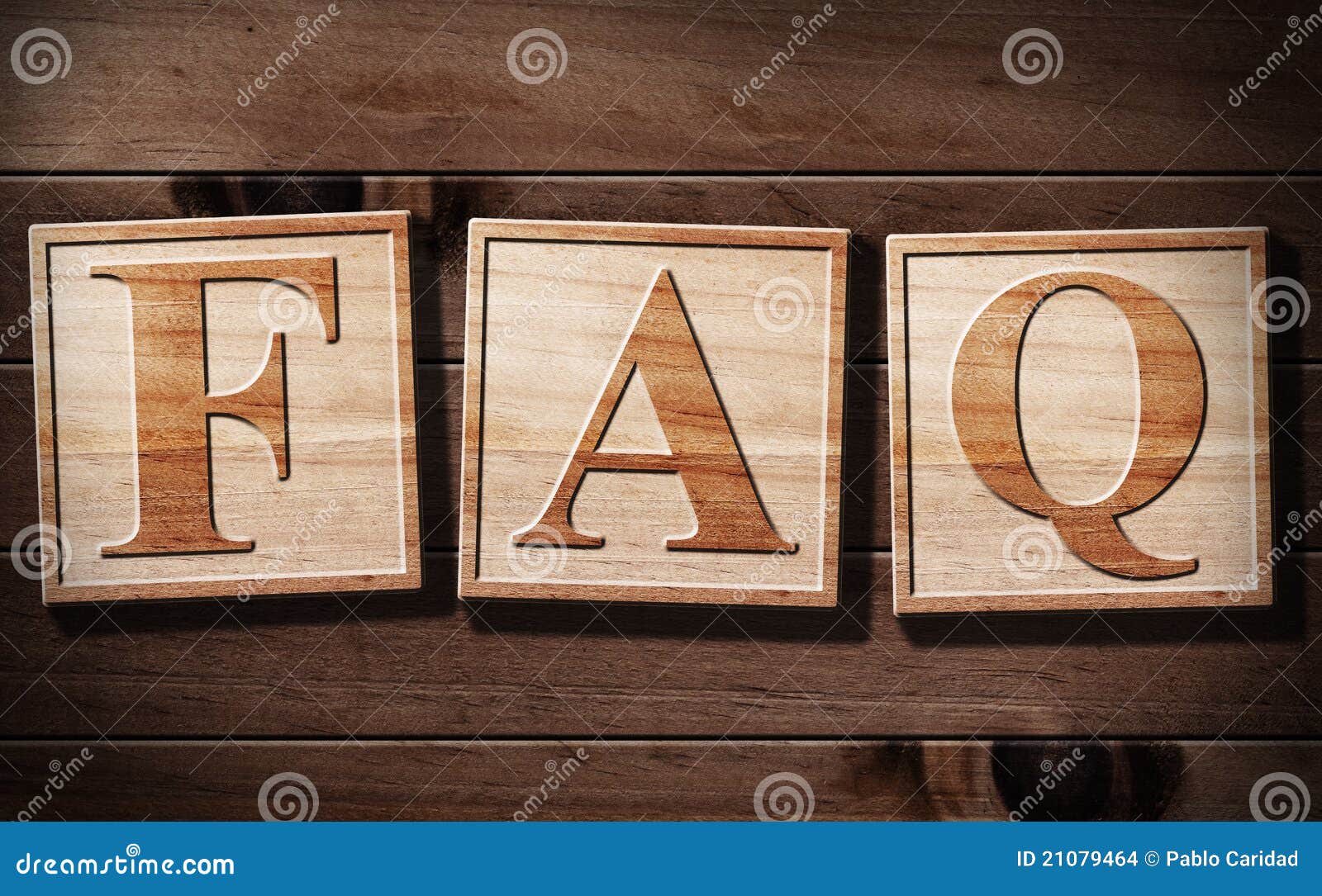 FAQs 3D Text on wood. stock photo. Image of solution - 21079464