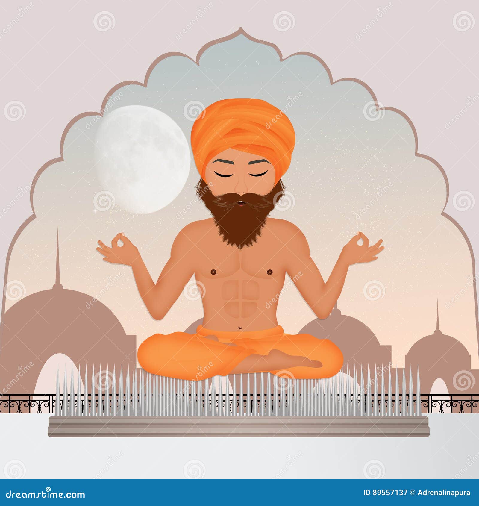 Faquir en clavos stock de ilustración. Ilustración de fuerza - 89557137