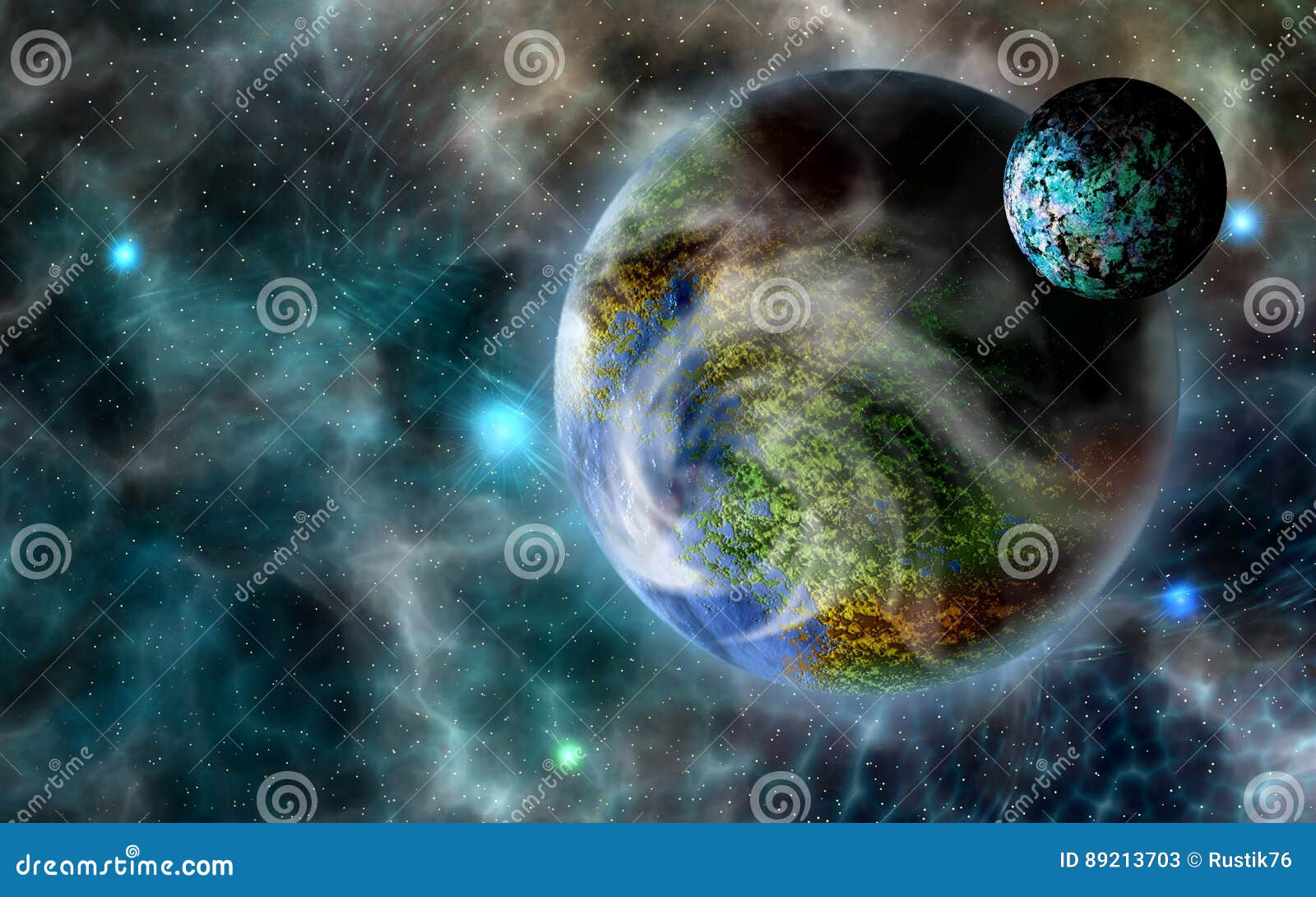 Far, far away exoplanet. stock illustration. Illustration of galaxy ...