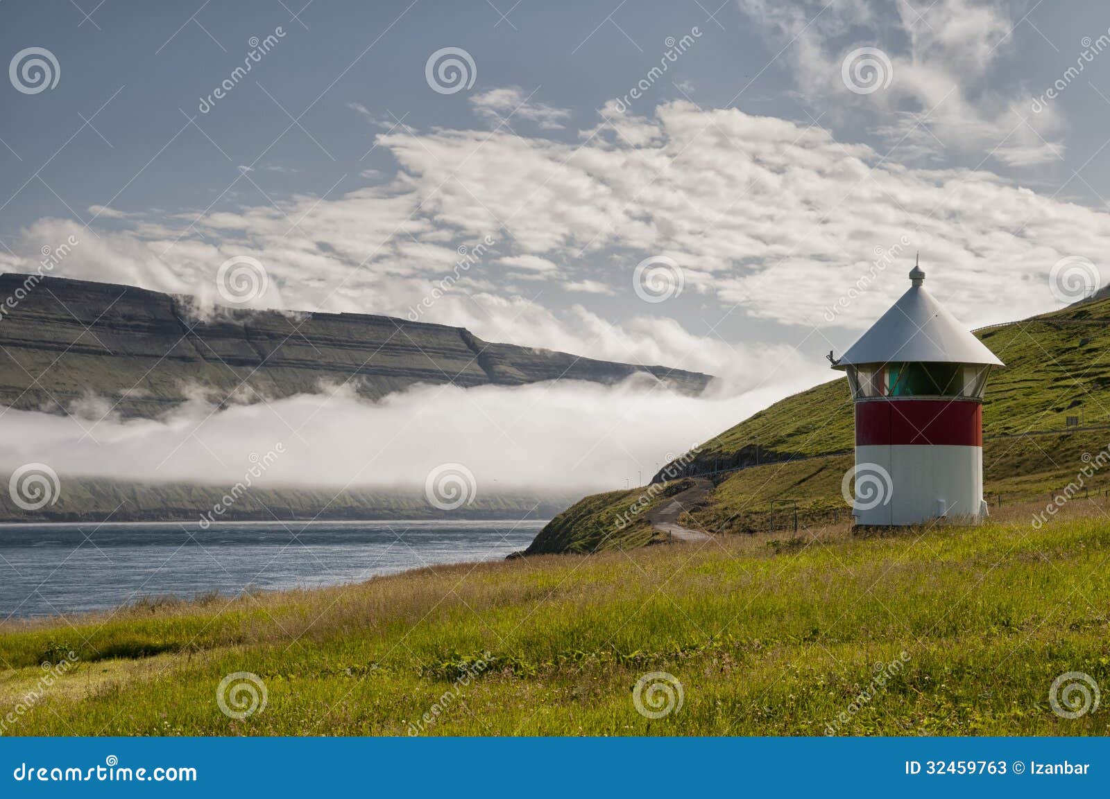 Far Oer Lighthouse Landscape Stock Image - Image of grass, panorama ...